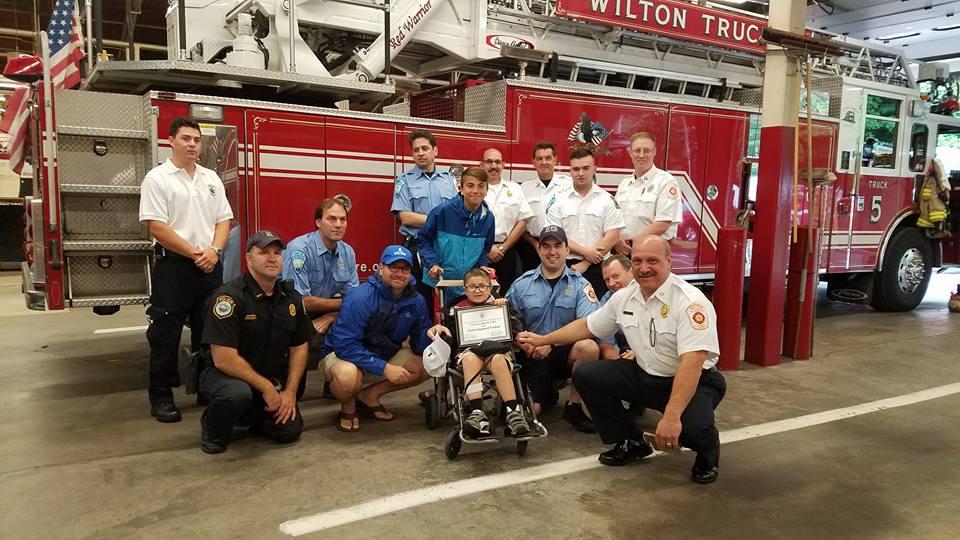 Wilton Fire Department honors 10-year-old boy fighting cancer