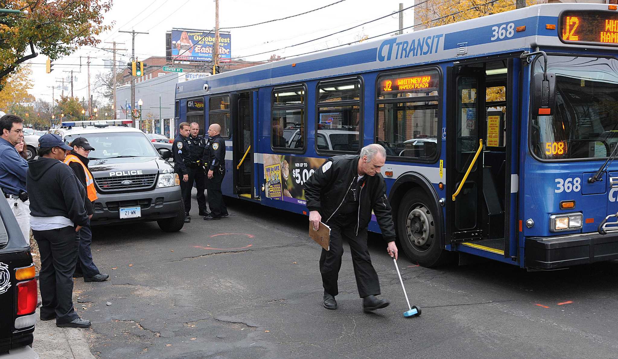 West Haven police officer hit by Connecticut Transit bus on Campbell Avenue