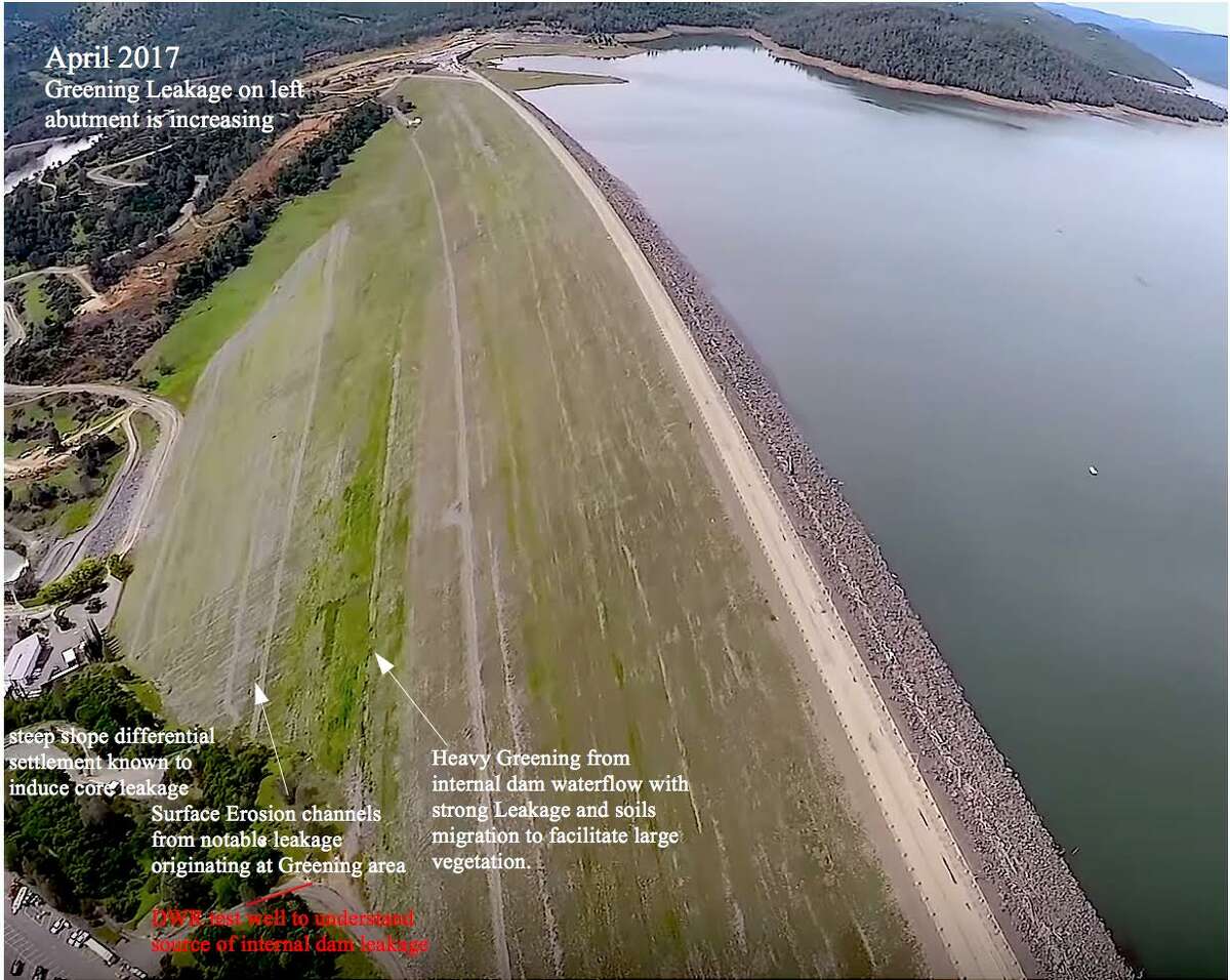 'Green spots' on Oroville Dam raise concern that a leak could lead to a ...