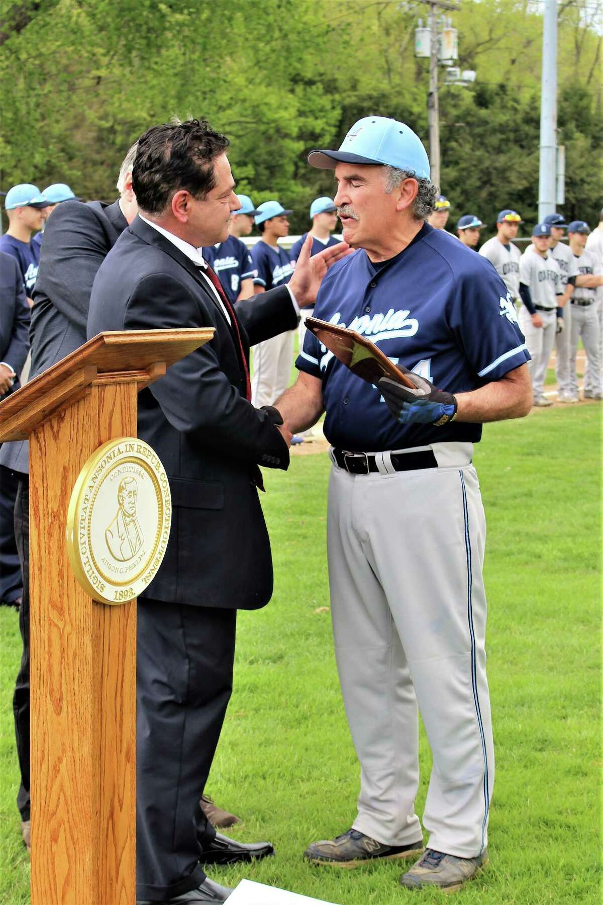 PHOTOS: Ansonia baseball coach Mike Vacca honored for 500th career win