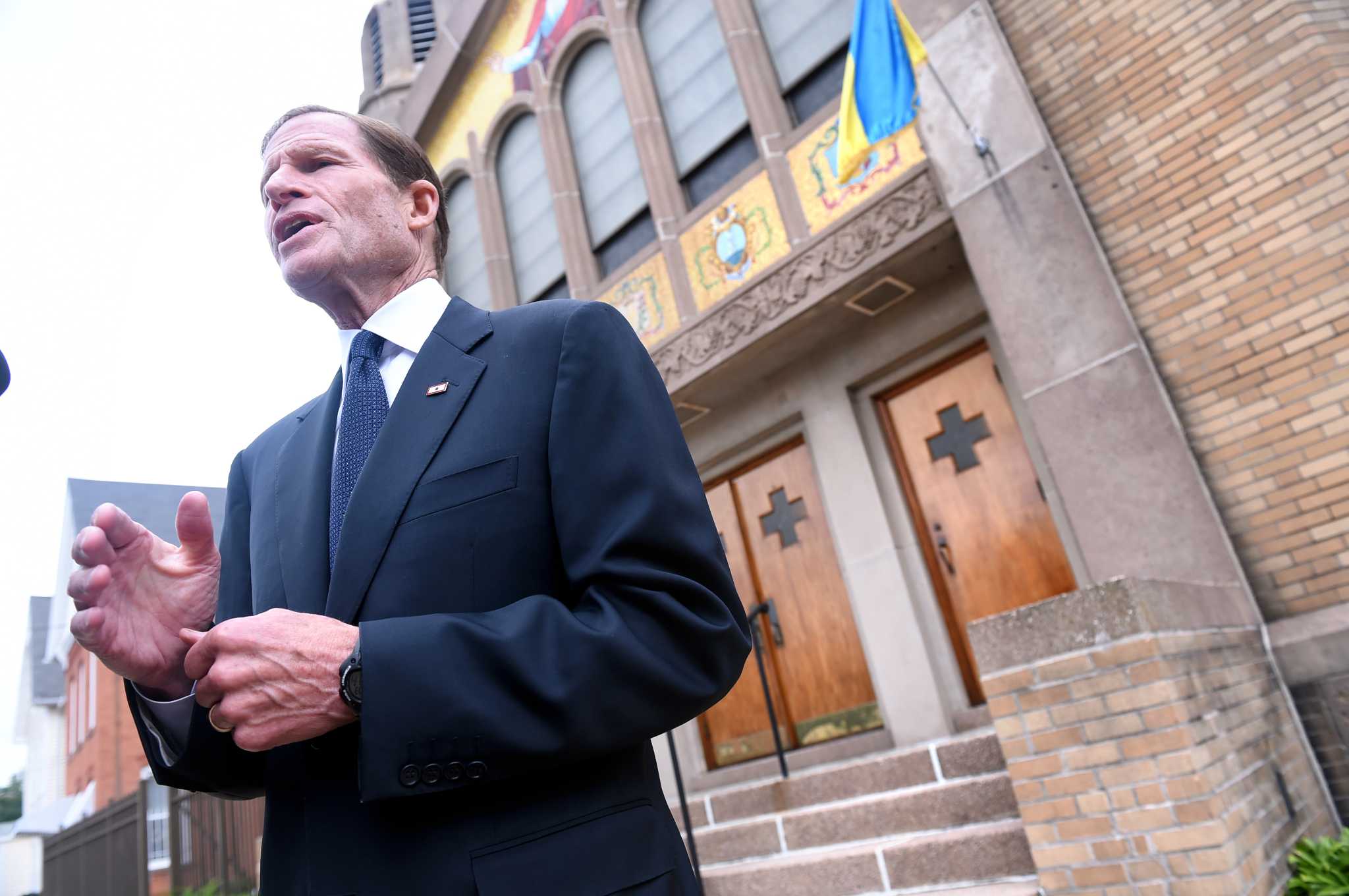 Photos of Senator Blumenthal Talking Eastern Ukraine