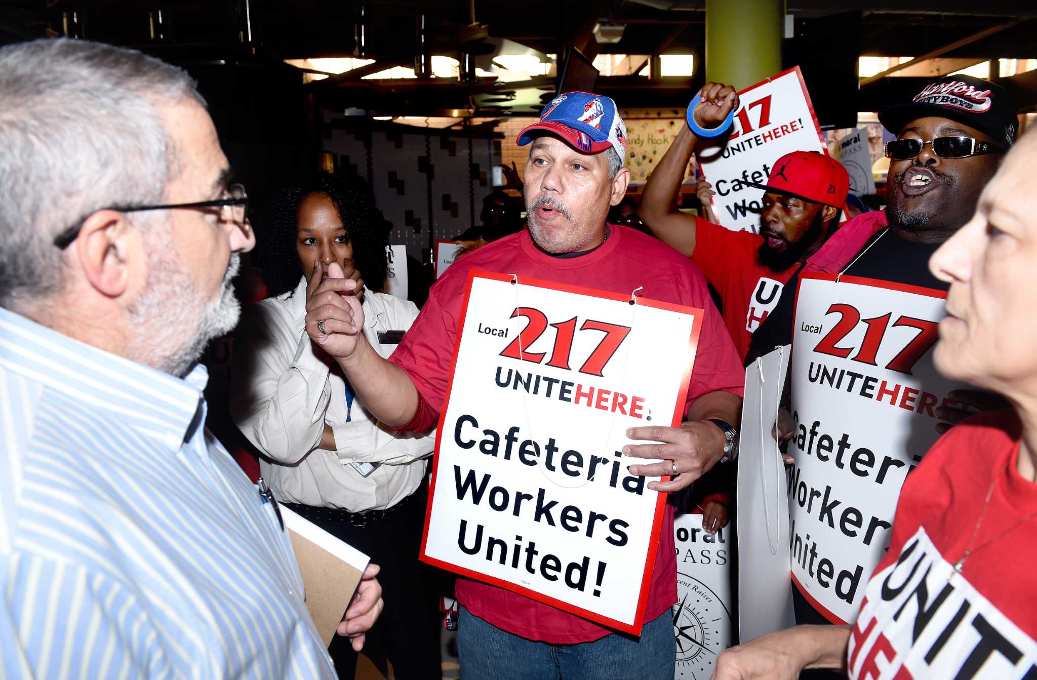 Photos of Food Service Workers Protesting at Southern Connecticut State ...