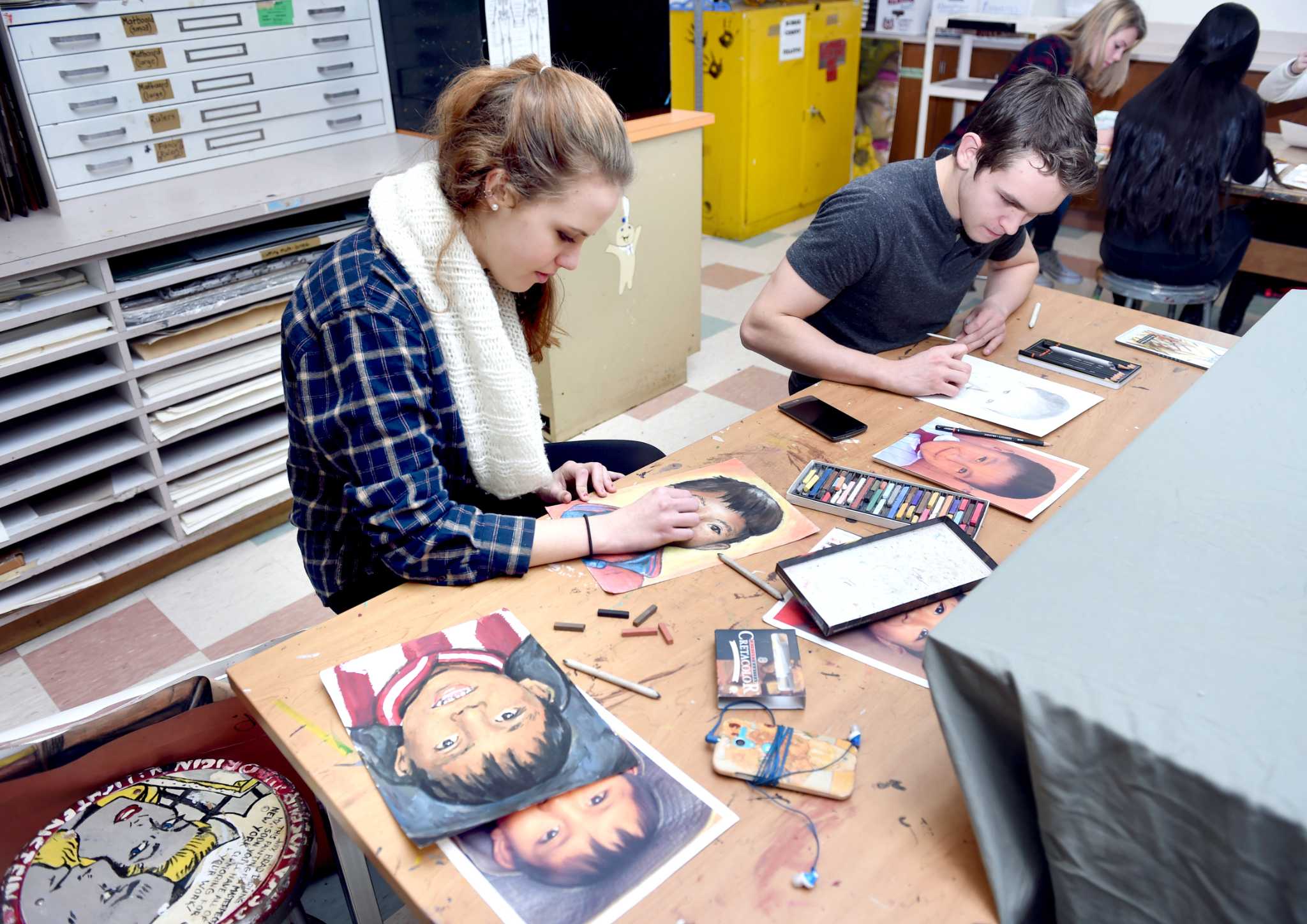 Photos of Memory Project Portraits at Amity High School