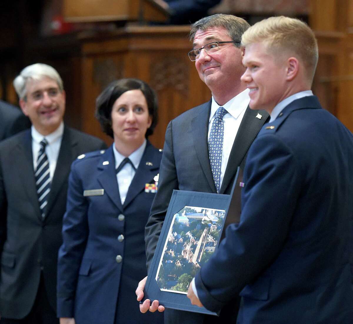 Photos of Secretary of Defense Ashton Carter at Yale ROTC Commissioning