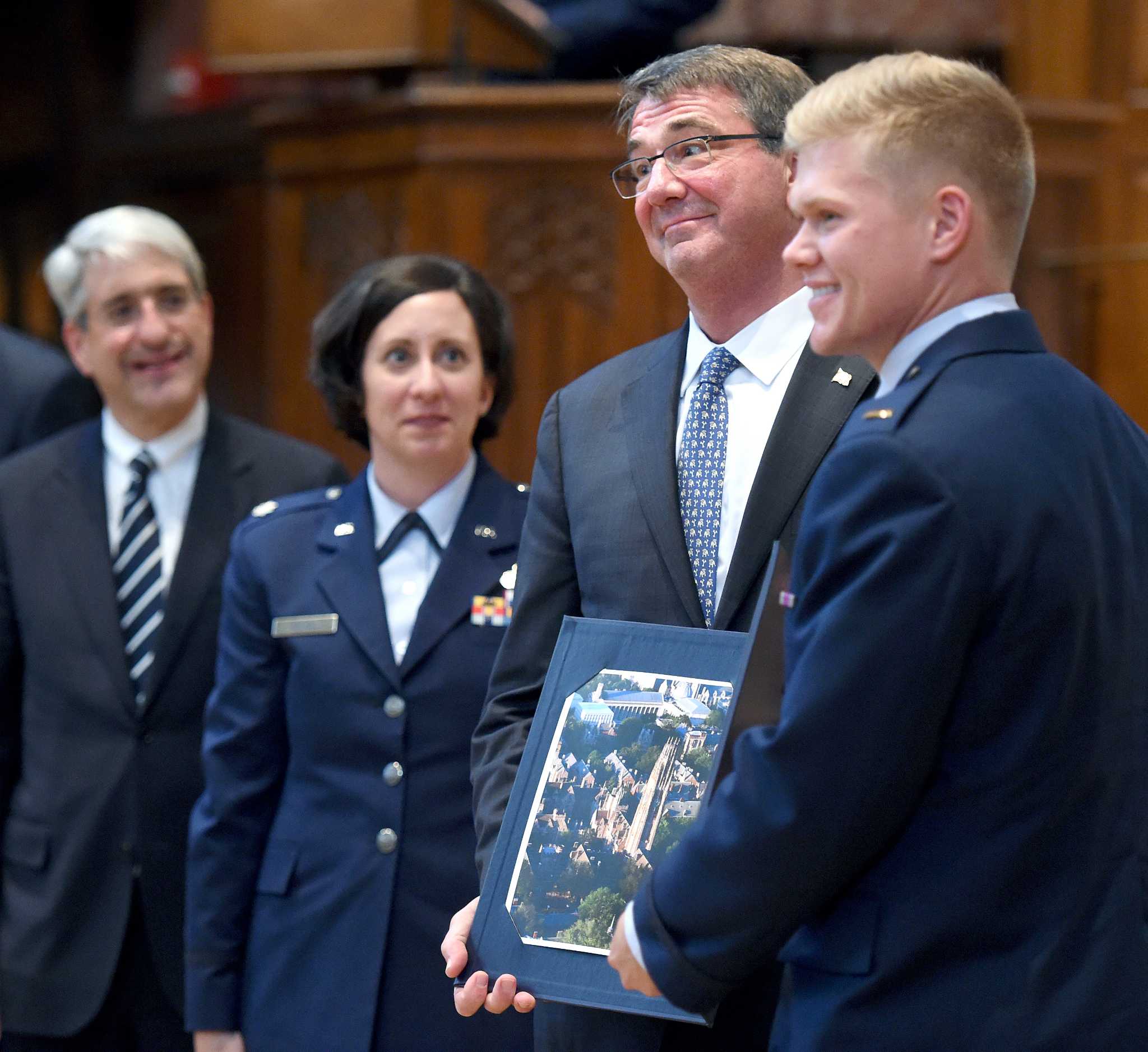 Photos of Secretary of Defense Ashton Carter at Yale ROTC Commissioning