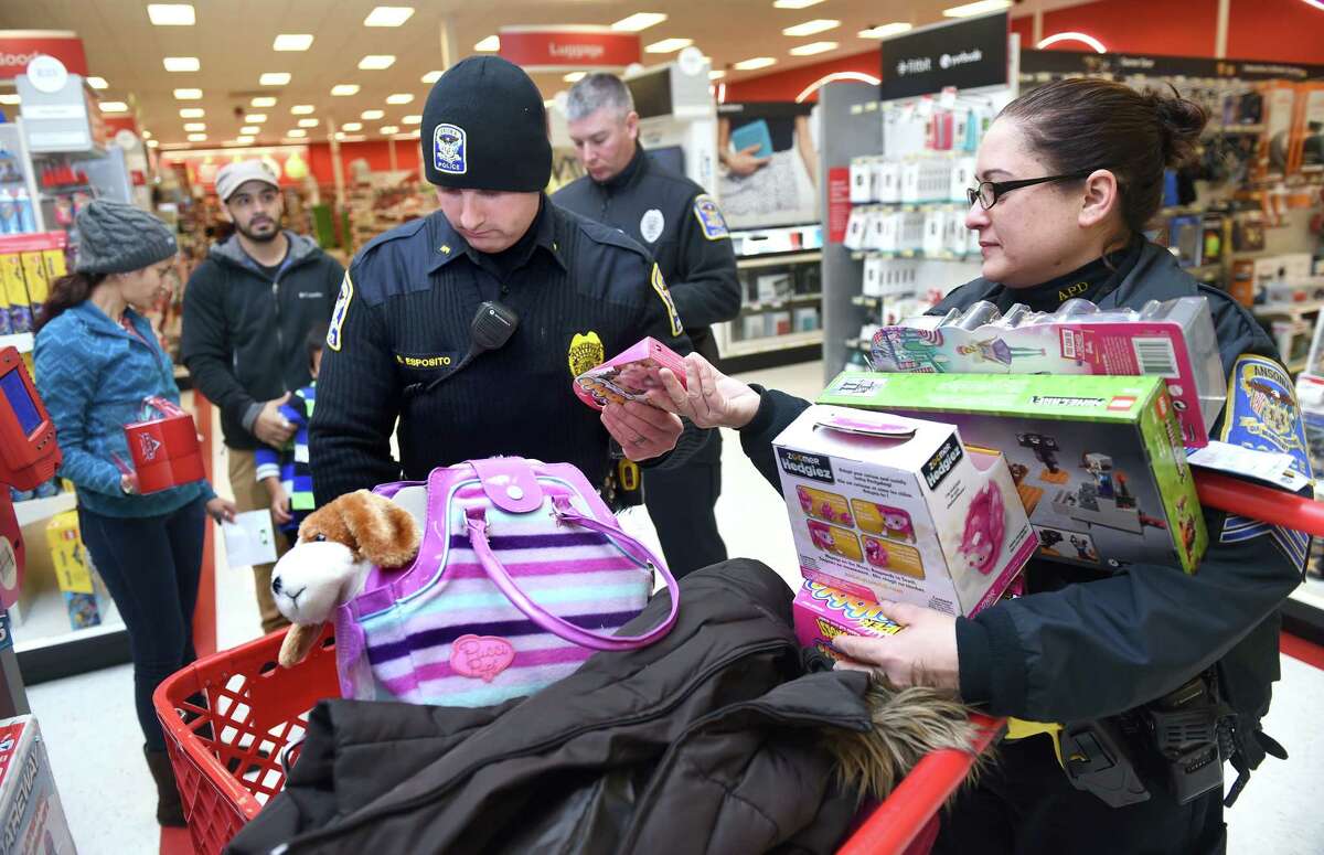 Photos of the Ansonia Police Helping with Holiday Shopping