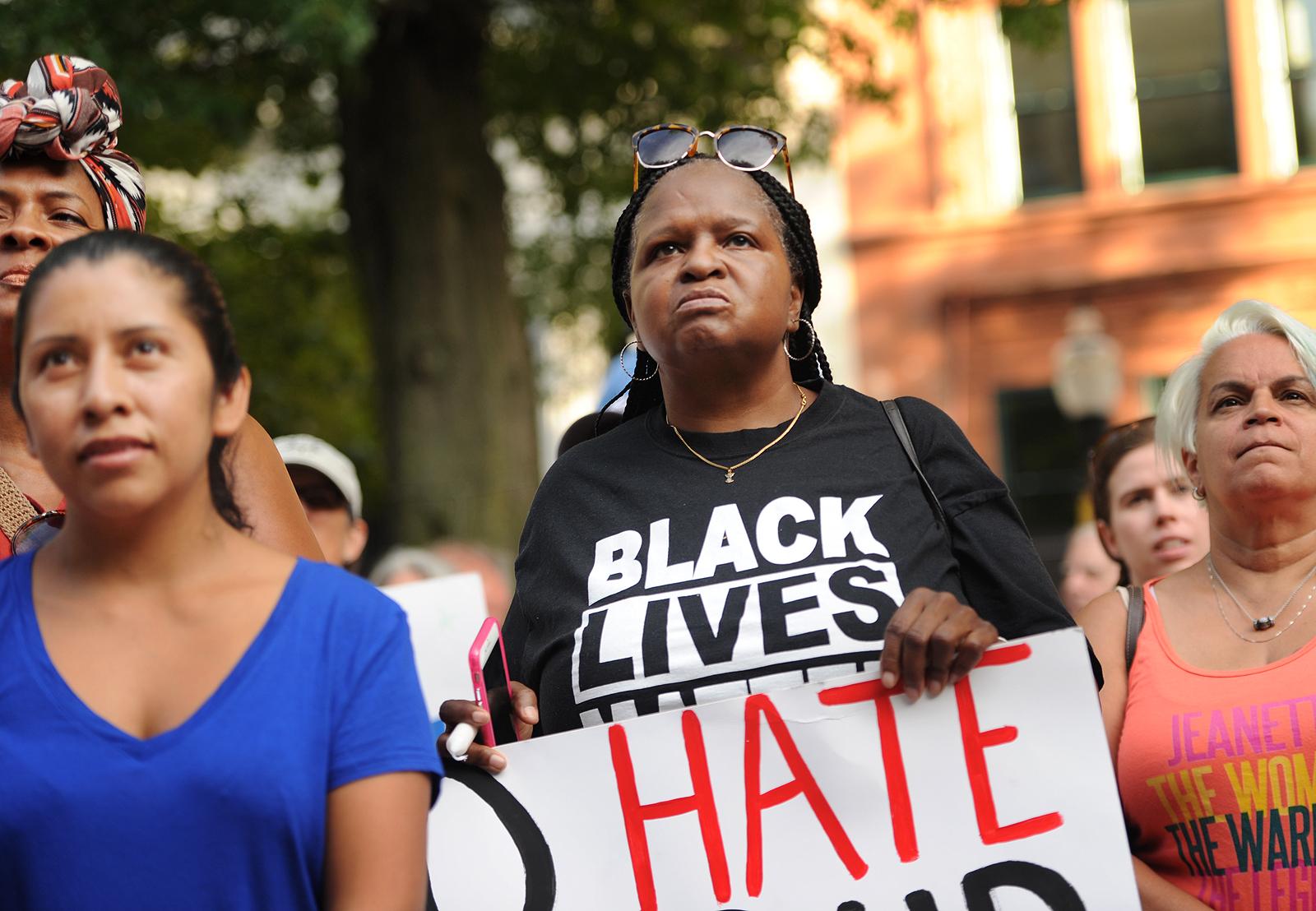 Protesters take stand against hatred at Bridgeport vigil