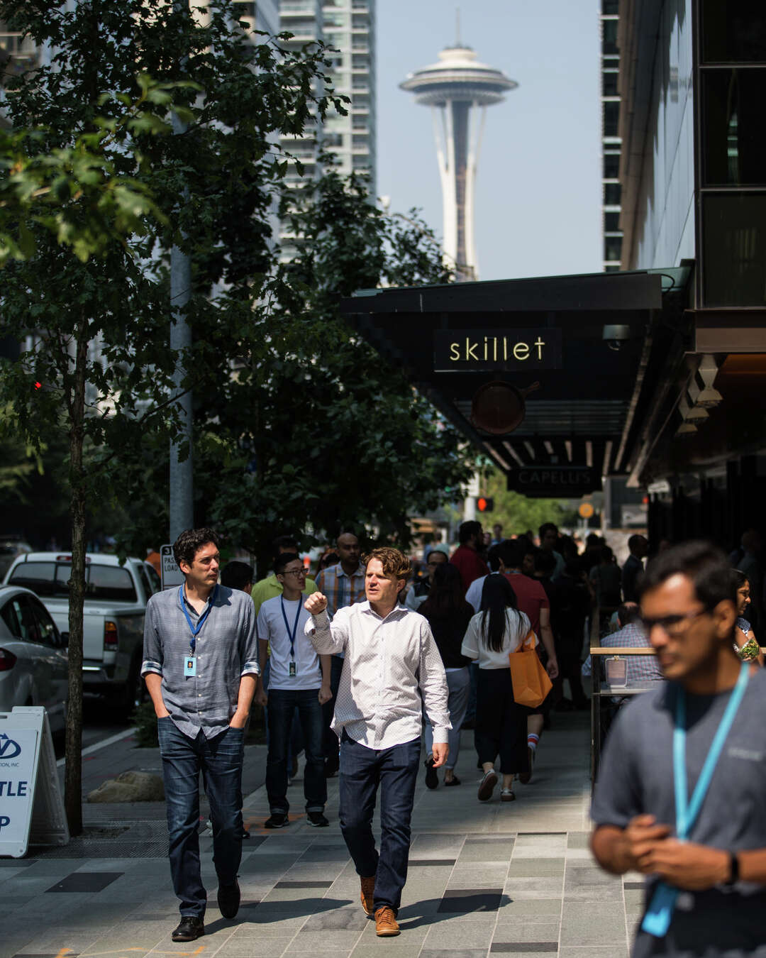 'How long have you been with Amazon?' The answer's on the badge