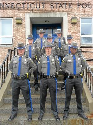 Six newly graduated troopers assigned to Troop F in Westbrook