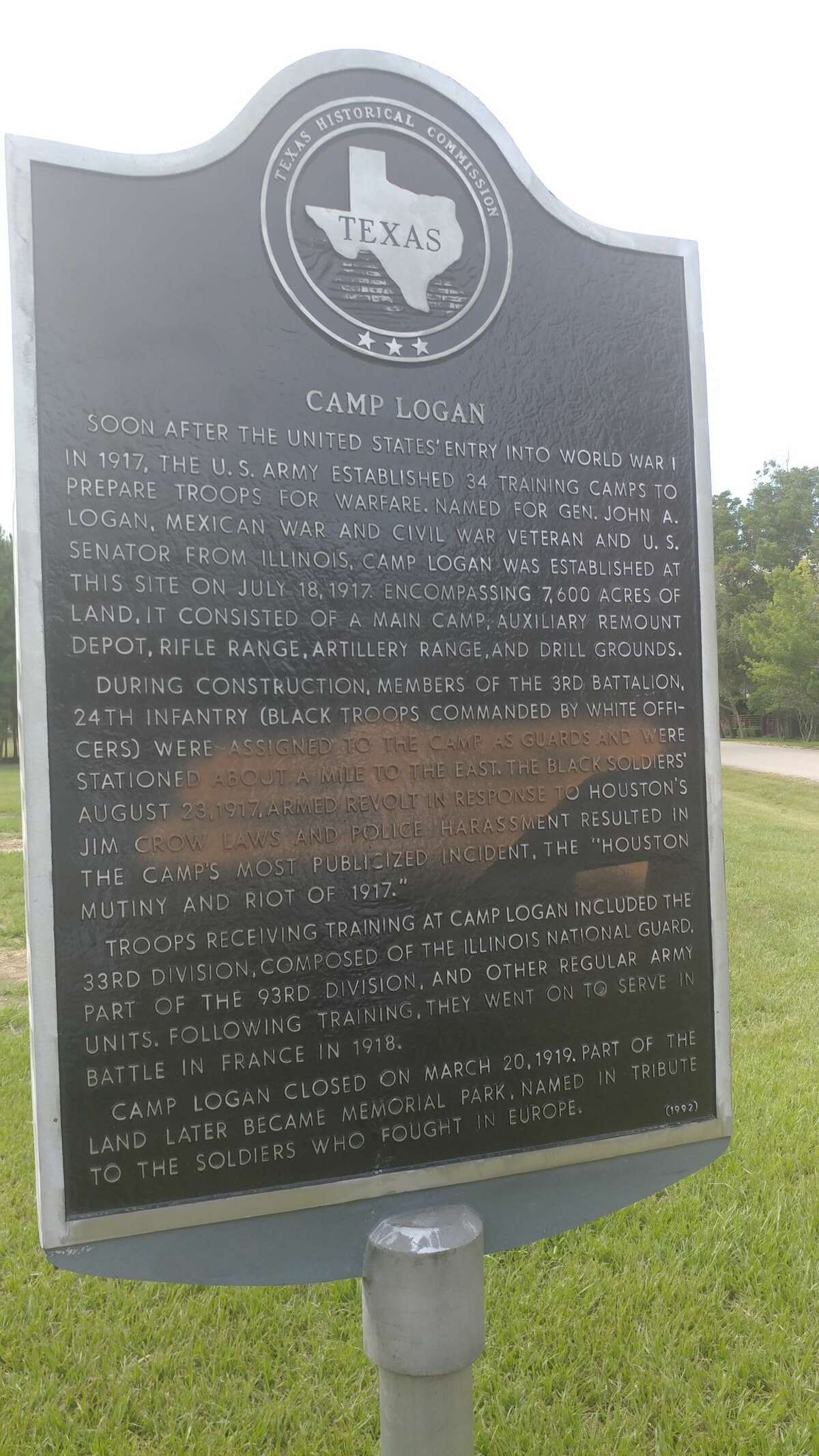 Camp Logan monument defaced 1 day after restoration unveiling