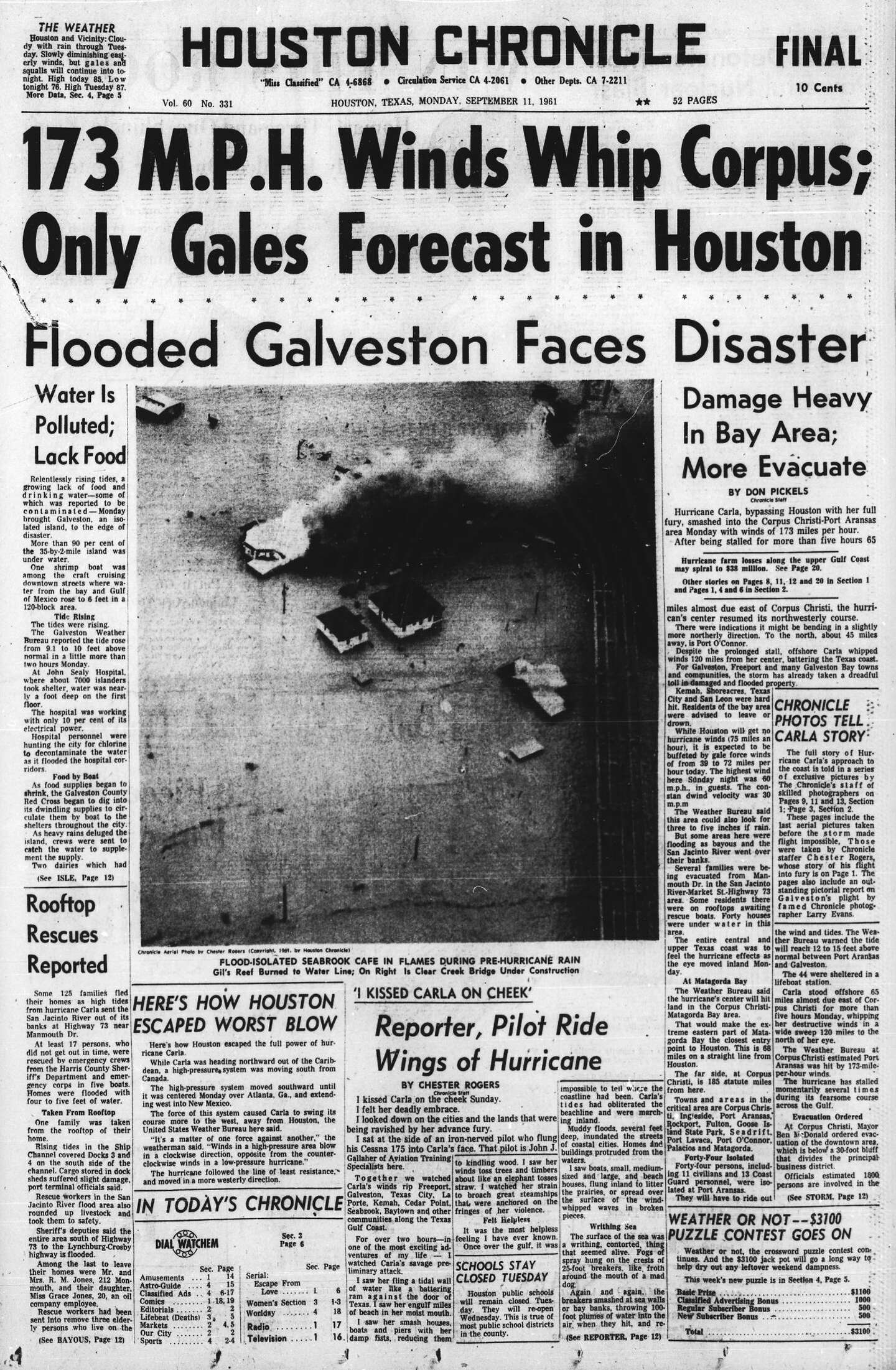 Mighty Hurricane Carla battered the Texas Gulf Coast in 1961