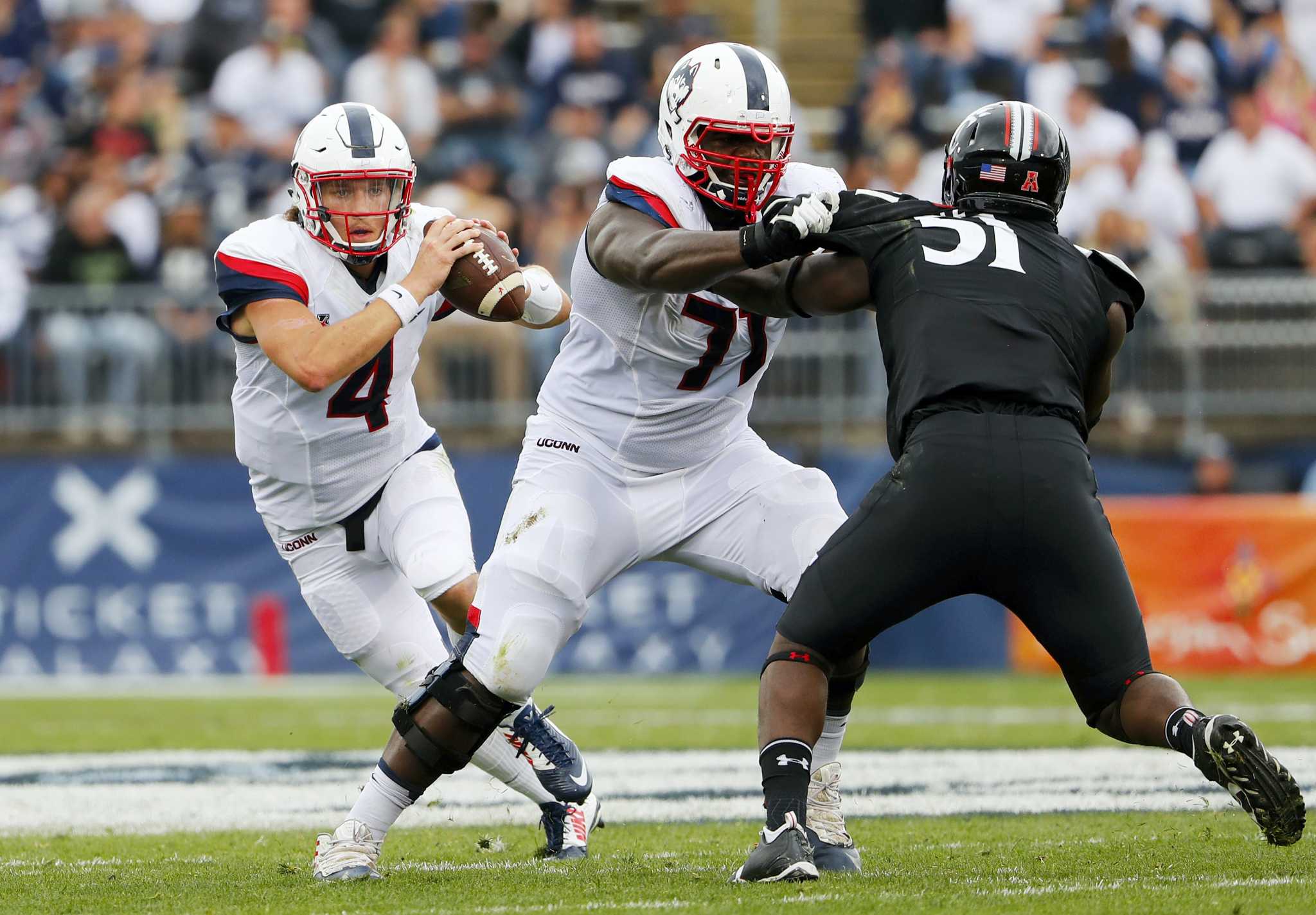 UConn’s maligned offensive line delivers in win over Cincinnati