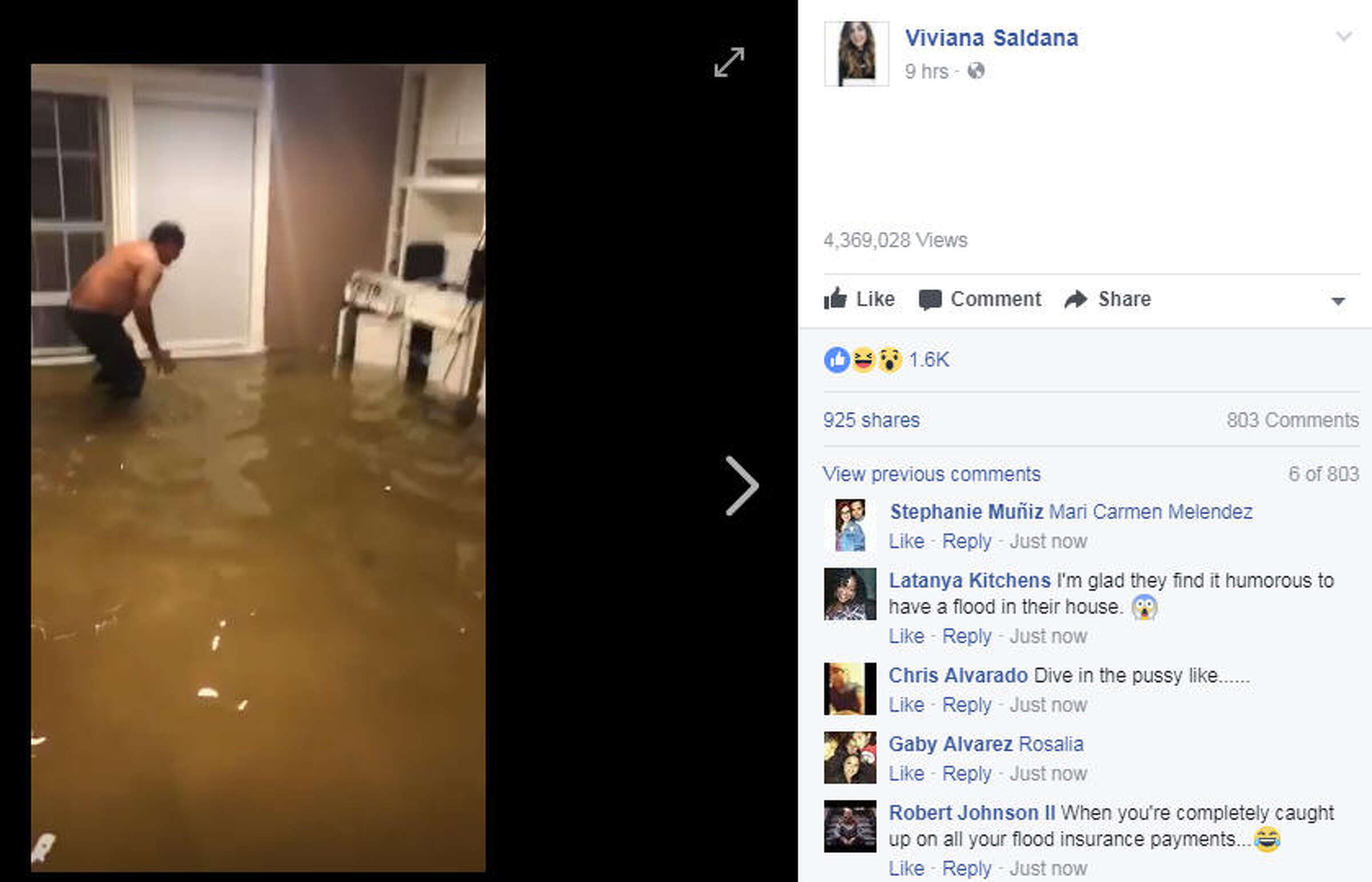 Video: Houston man catches fish inside of home flooded by Harvey