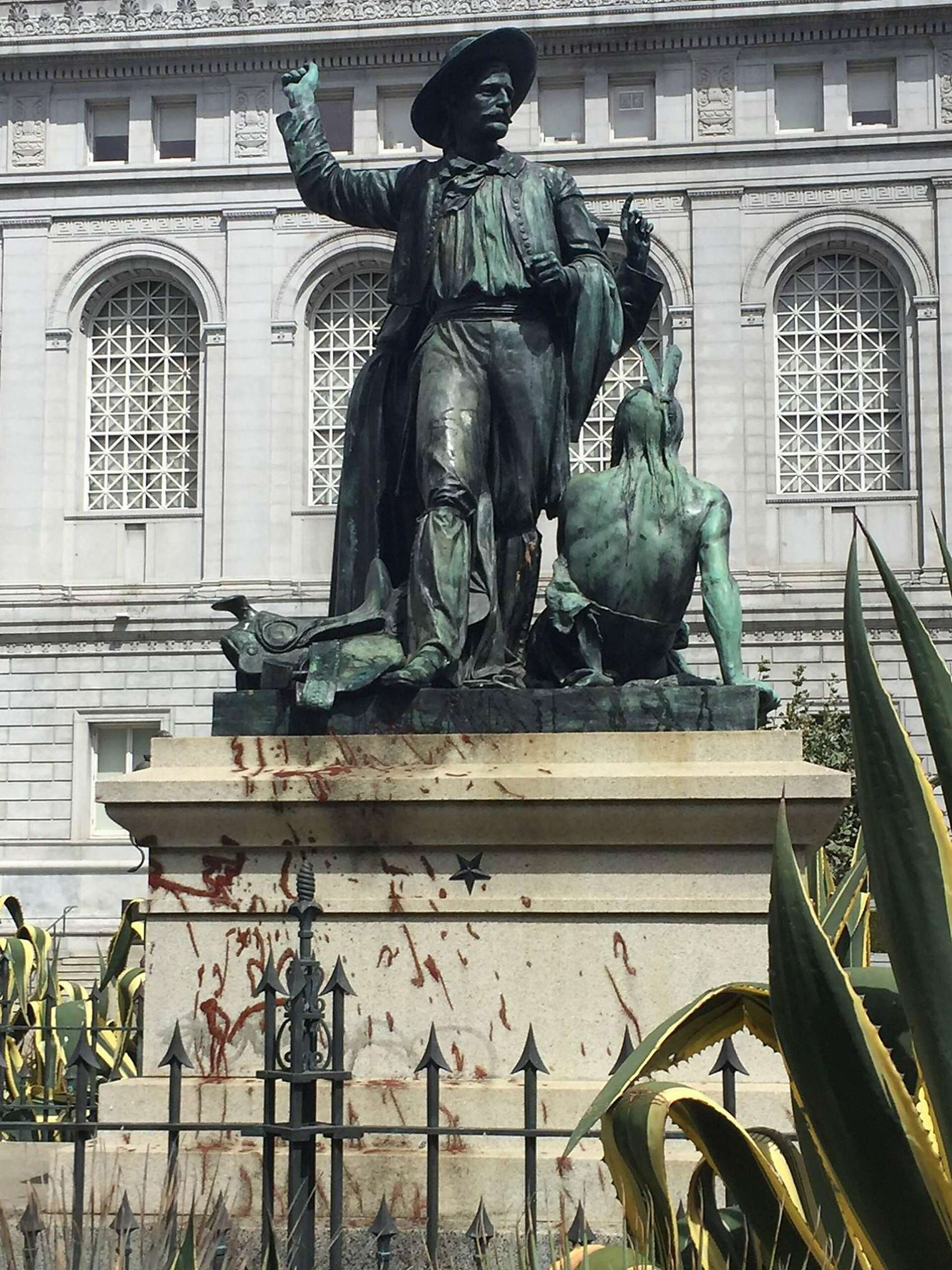 ‘Racist’ statue of subjugated American Indian on way to removal from Civic Center