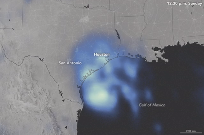 NASA video shows Harvey's 1,000-year flood event over Texas