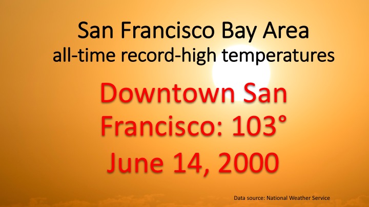 Highest temperatures ever recorded around the San Francisco Bay Area