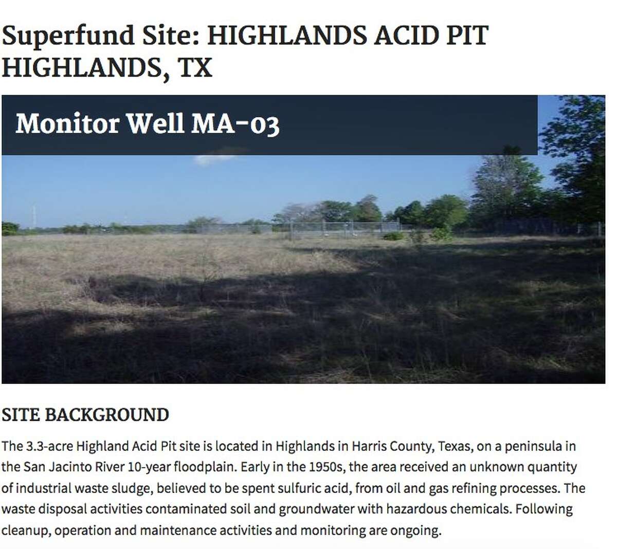 EPA finds damage at Superfund site from Hurricane Harvey