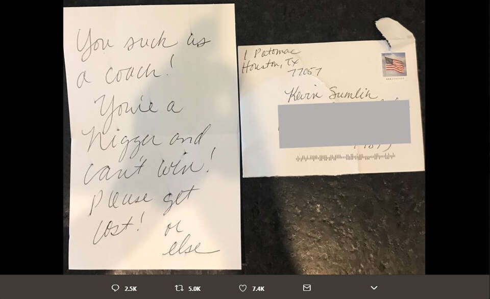Houston man connected to racist letter sent to Kevin Sumlin in 2017