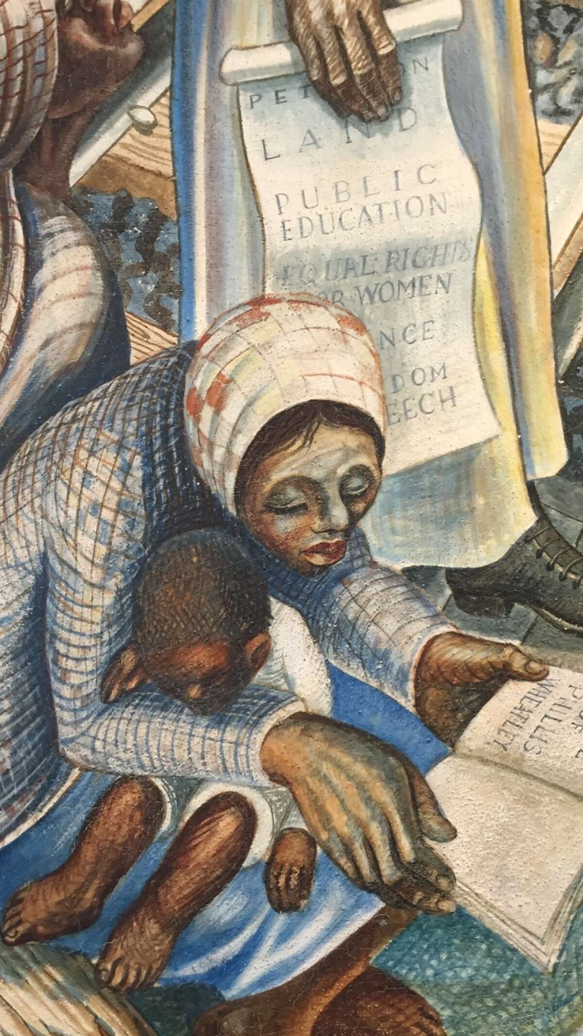 Historic John Biggers' mural in Houston scarred by mold from Harvey damage