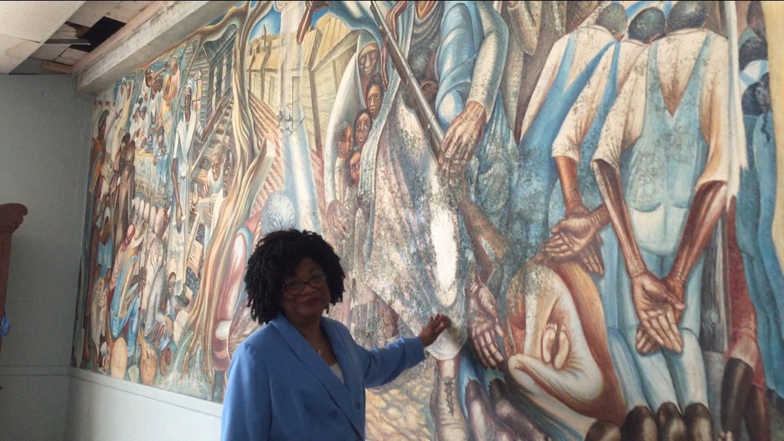 Historic John Biggers' mural in Houston scarred by mold from Harvey damage