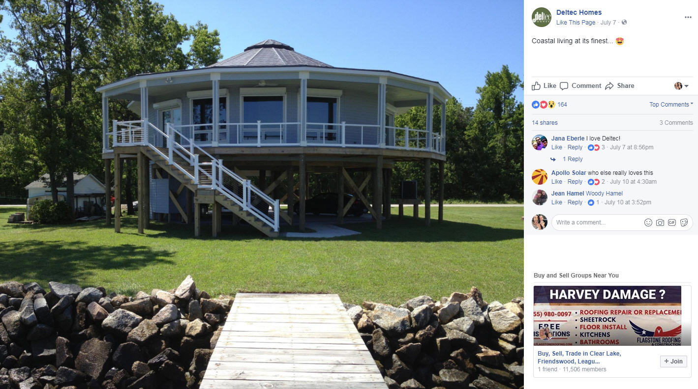 Deltec Homes claims its design can withstand a Category 5 hurricane