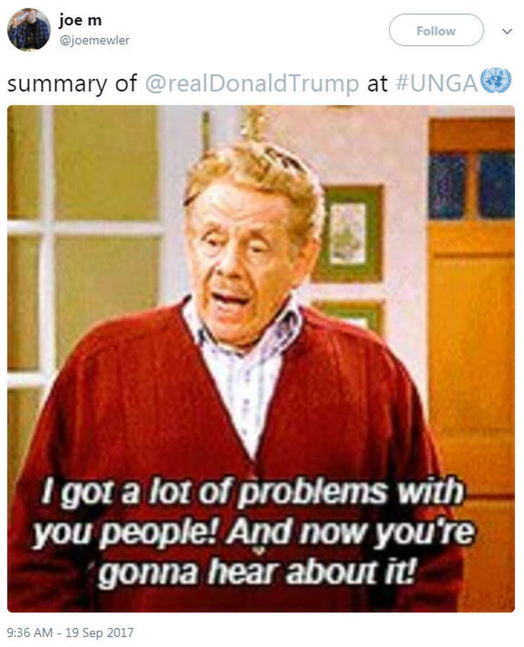 United Nations General Assembly 2017 memes during Trump's speech - Chron