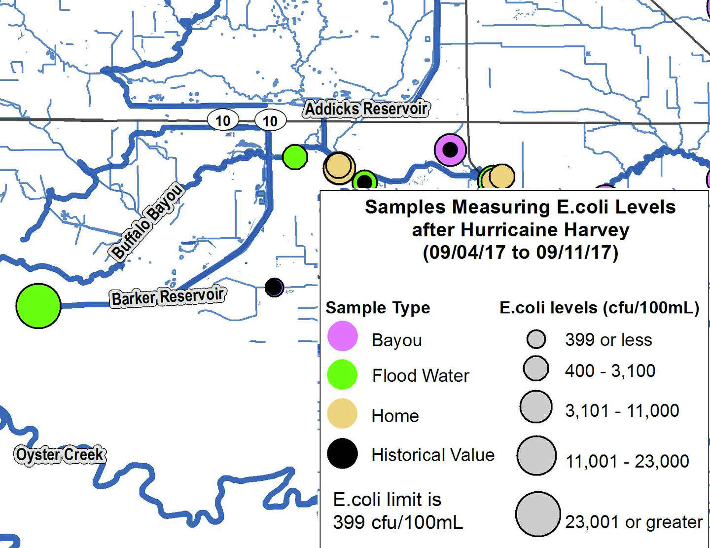 New maps show how contaminated Houston surface water was following ...