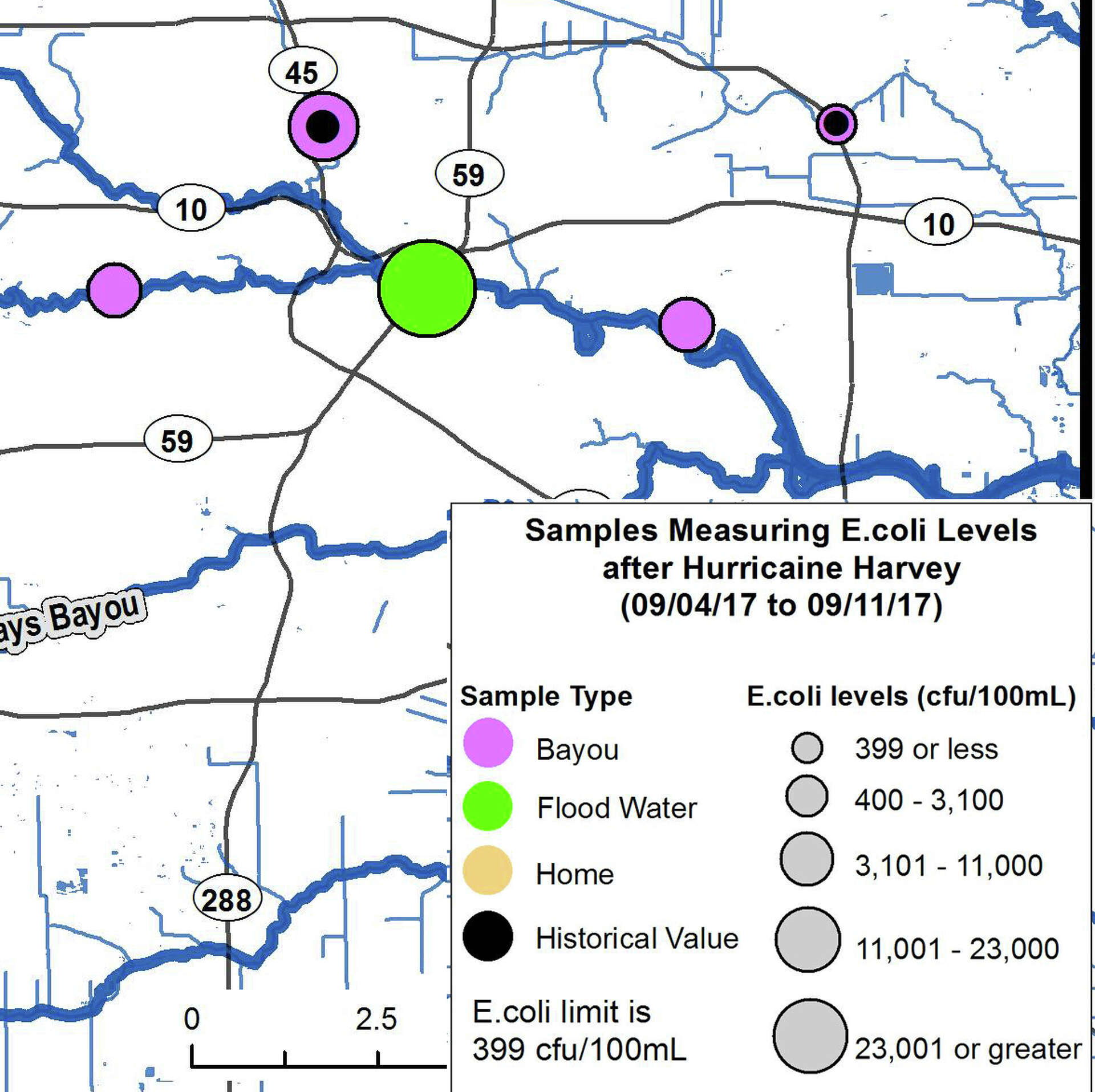 New maps show how contaminated Houston surface water was following ...