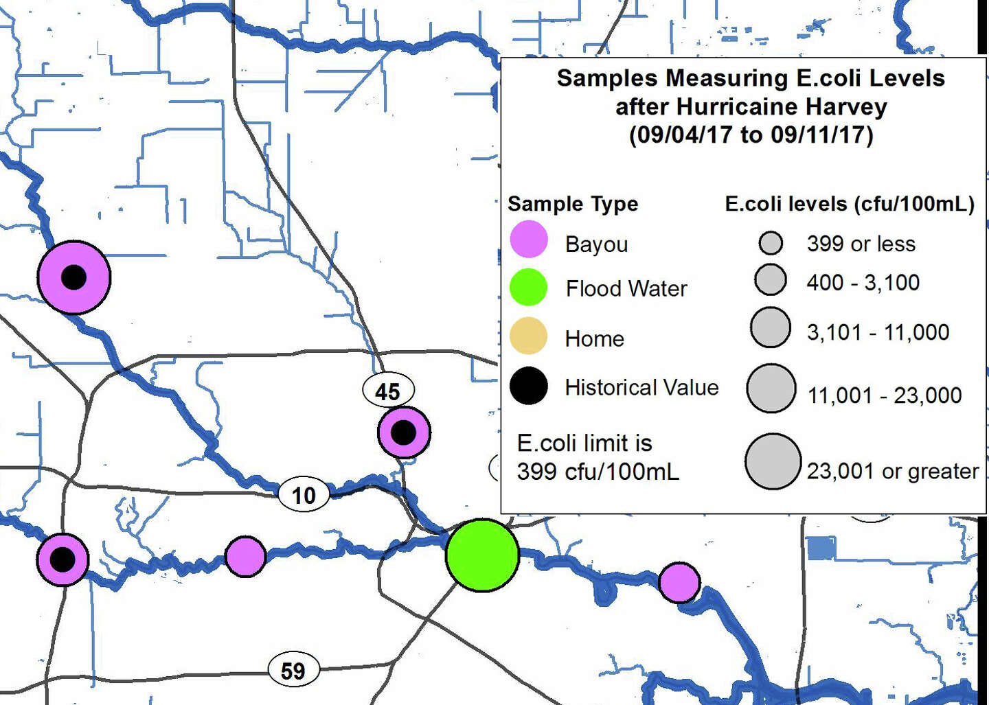 New maps show how contaminated Houston surface water was following ...