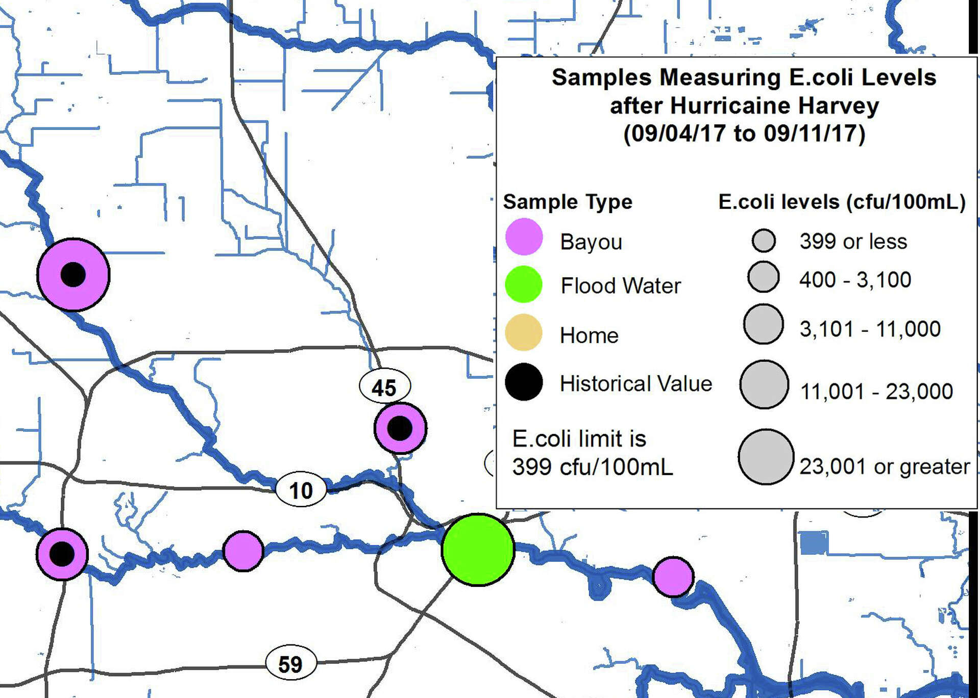 New maps show how contaminated Houston surface water was following ...