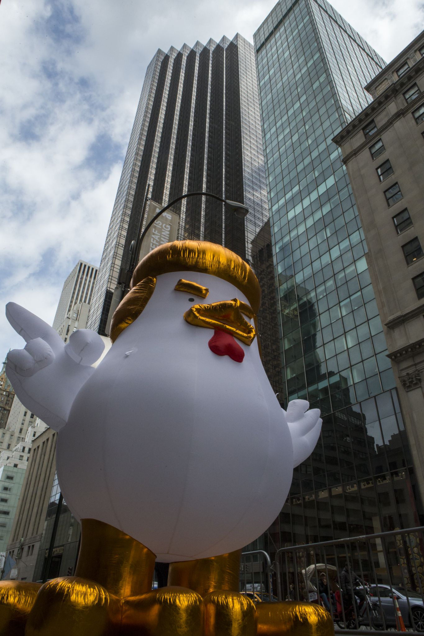 Inflatable chicken resembling Donald Trump becomes universal protest symbol