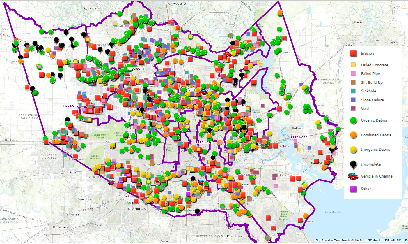 Map of Houston's flood control infrastructure shows areas in need of ...