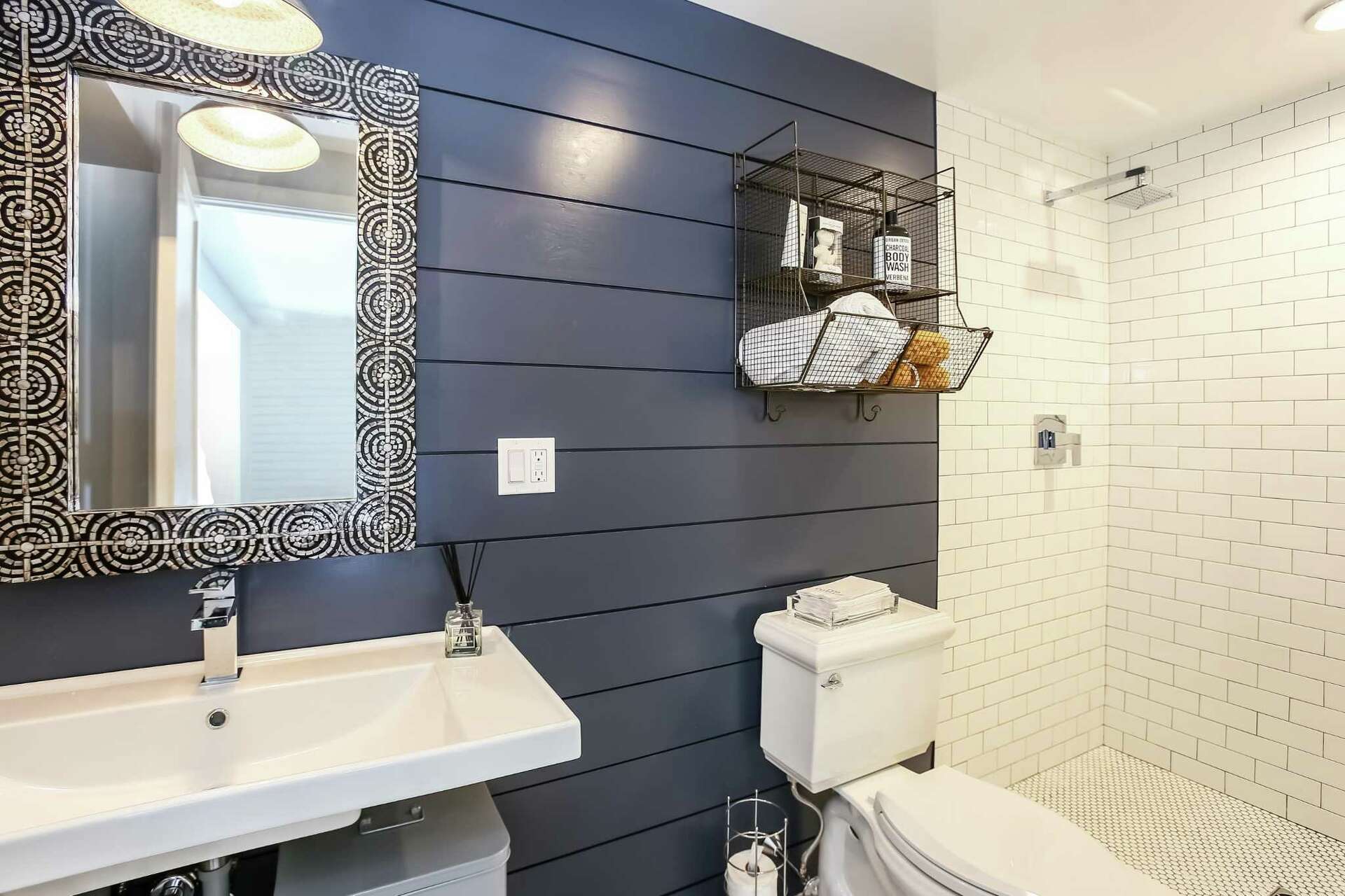 Raised Ranch Bathroom Makeover B&W Tile | Shower Tile Installation
