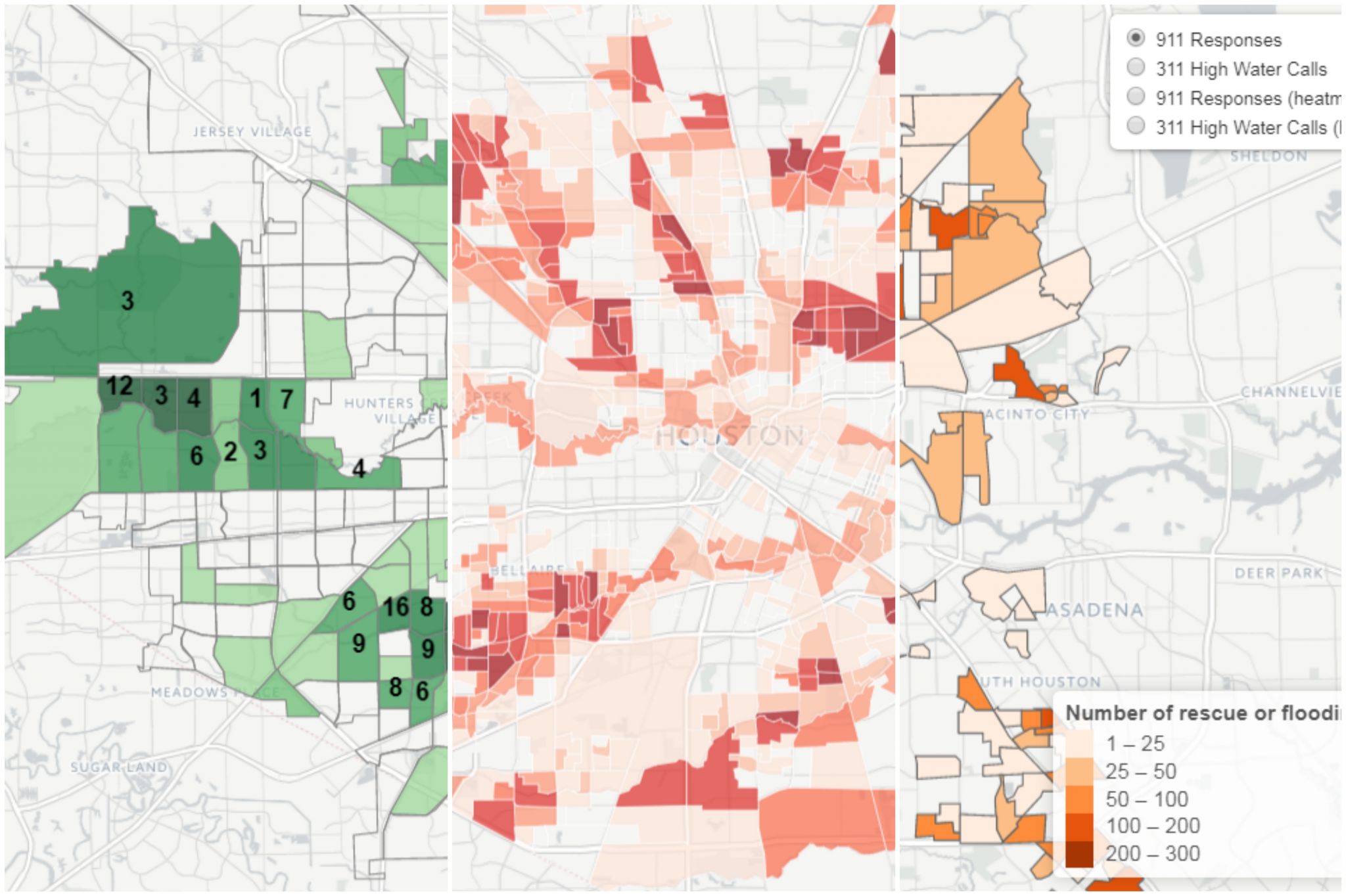 Three maps; three different ways to see Houston after Harvey