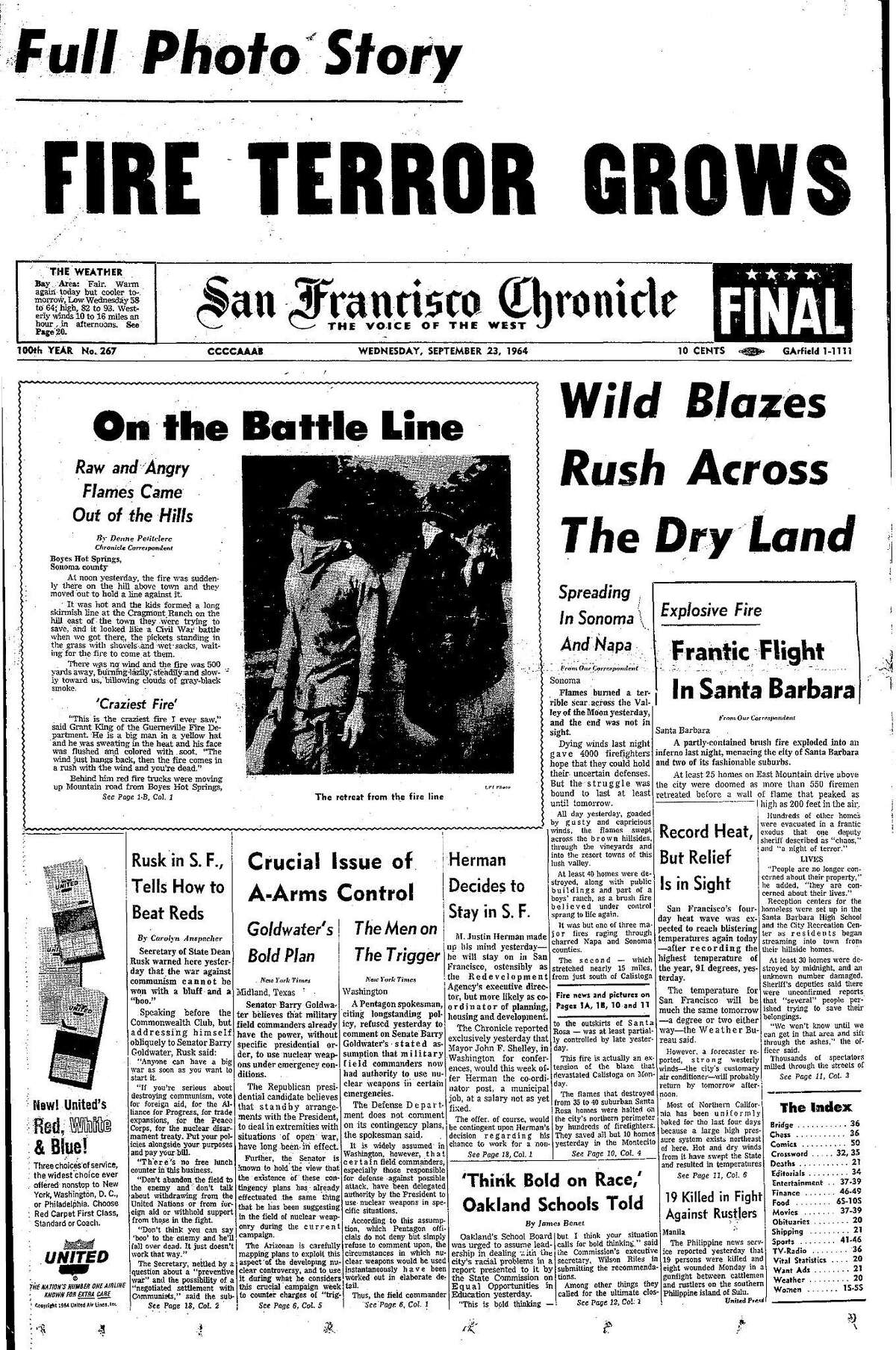 Wine Country fire of 1964: Eerie similarities to this week’s tragedy