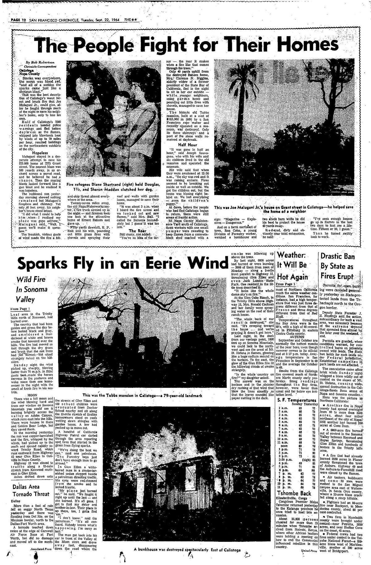 Wine Country fire of 1964: Eerie similarities to this week’s tragedy