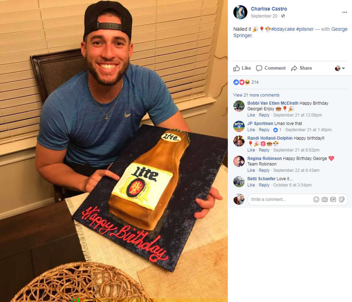 Astros outfielder George Springer marries Charlise Castro