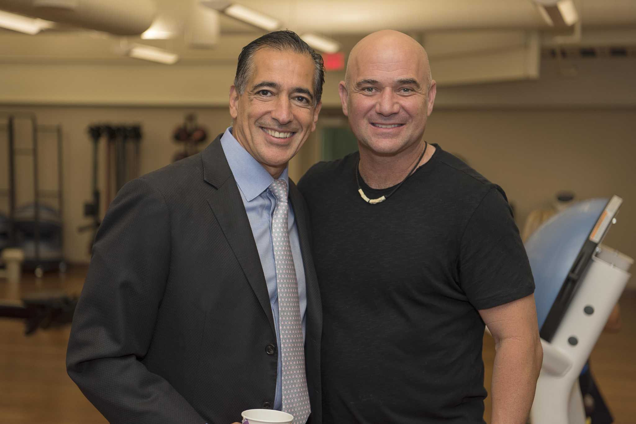 Tennis great Agassi at Life Time Galleria opening