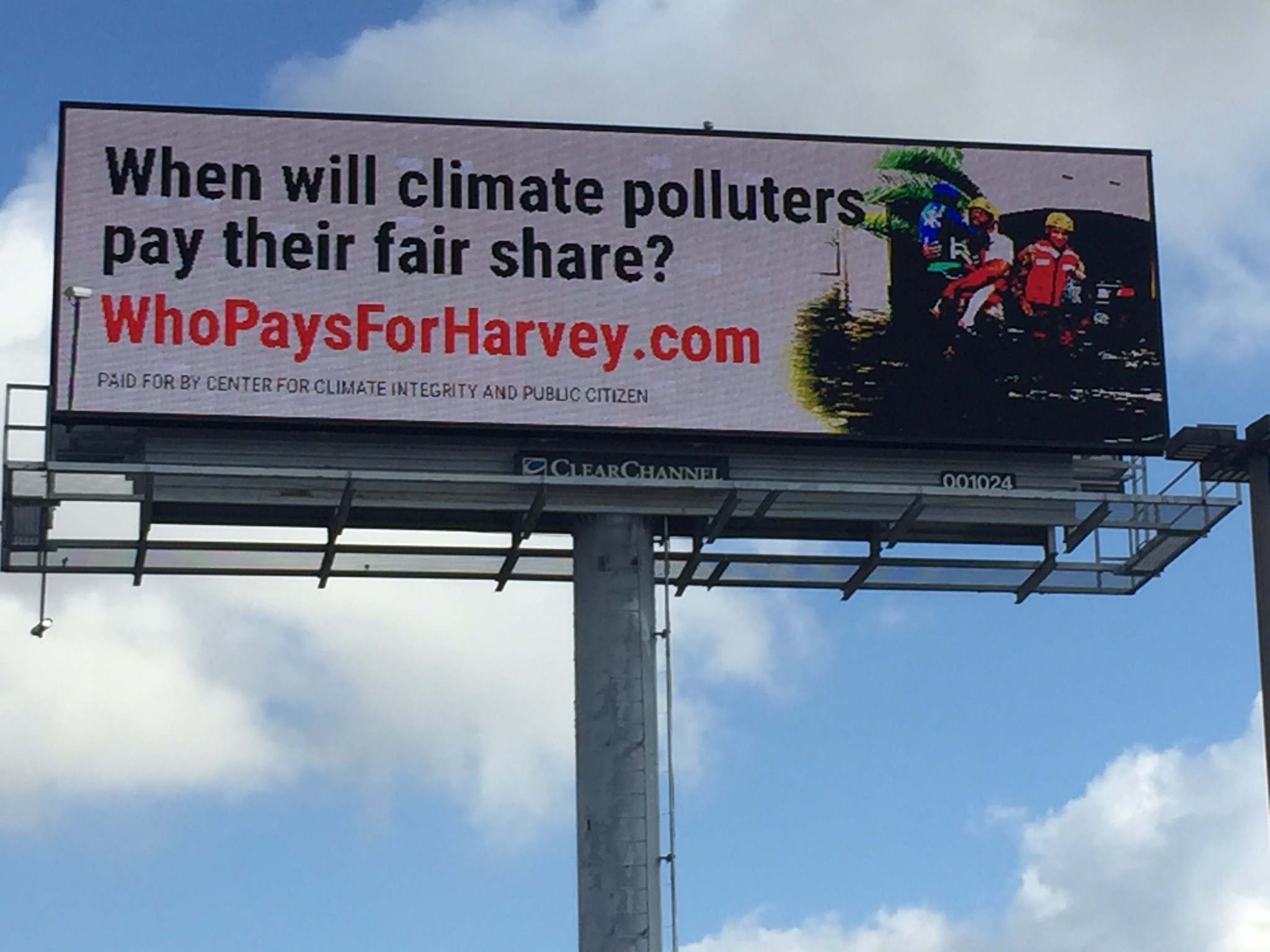 Billboard effort asks 'climate polluters' to help pay for Harvey