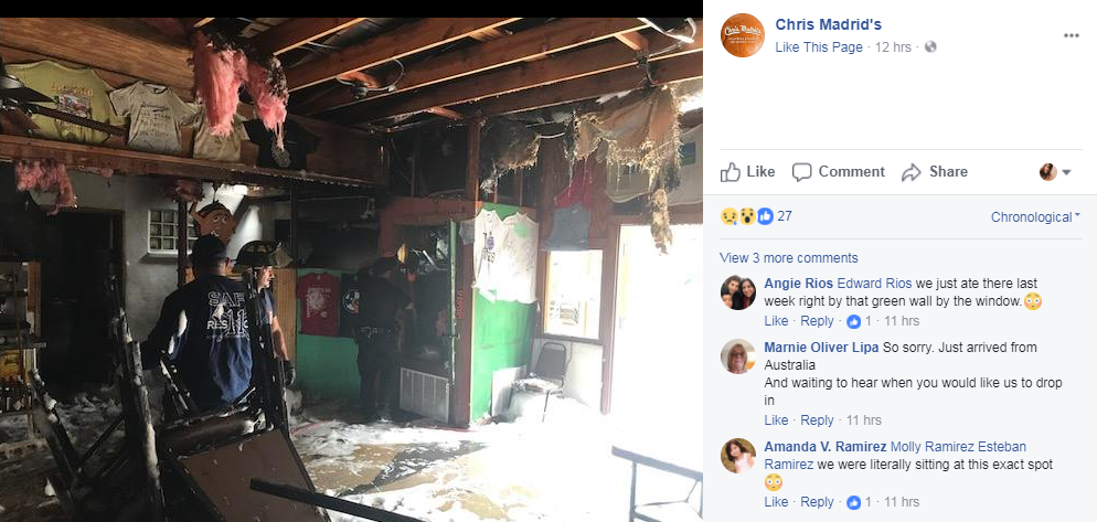 Chris Madrid's owner shares update, photos of restaurant after fire