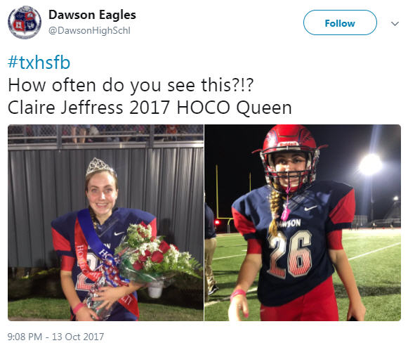 TX school crowns football kicker as homecoming queen