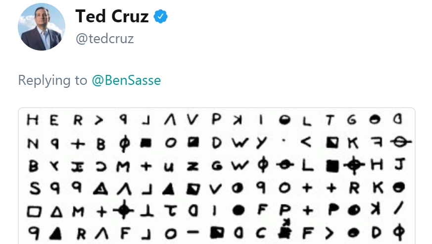 Ted Cruz tweets image of Zodiac Killer letters