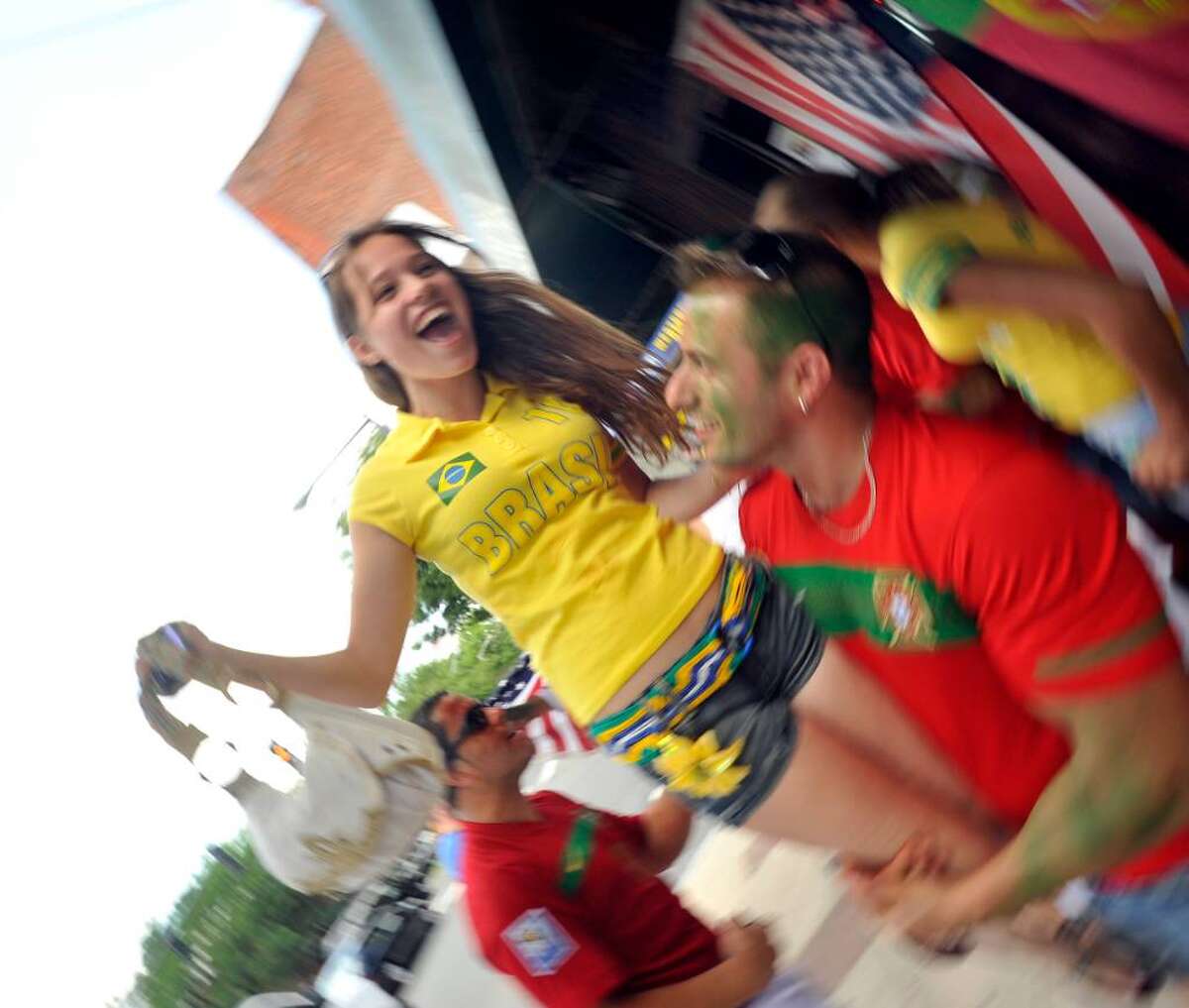 Soccer revelers celebrate tie score in Danbury