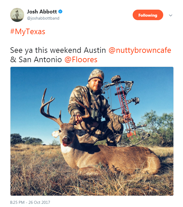 Josh Abbott goes hunting, promotes S.A.-area shows