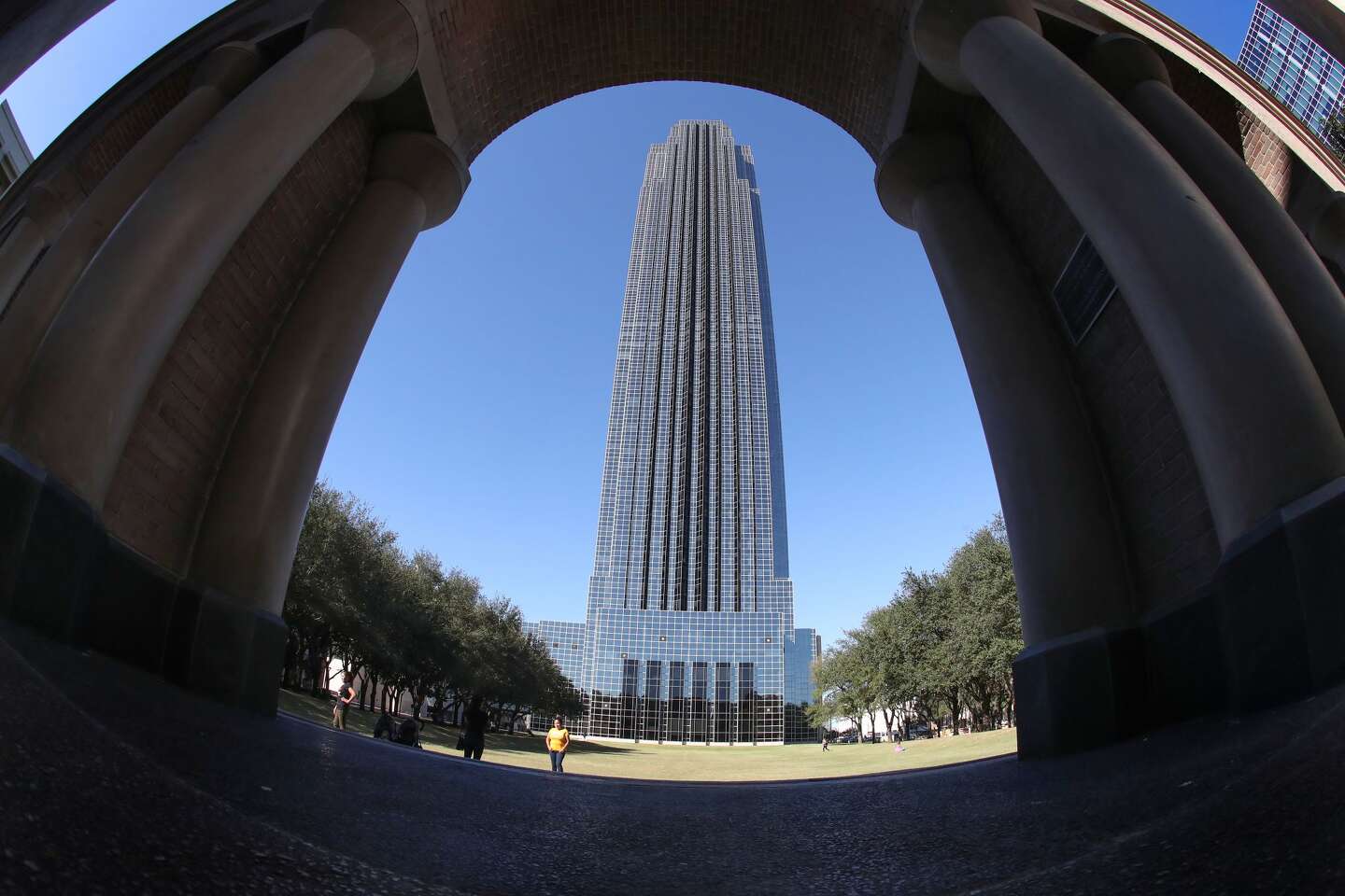 What is at the top of the imposing Williams Tower?