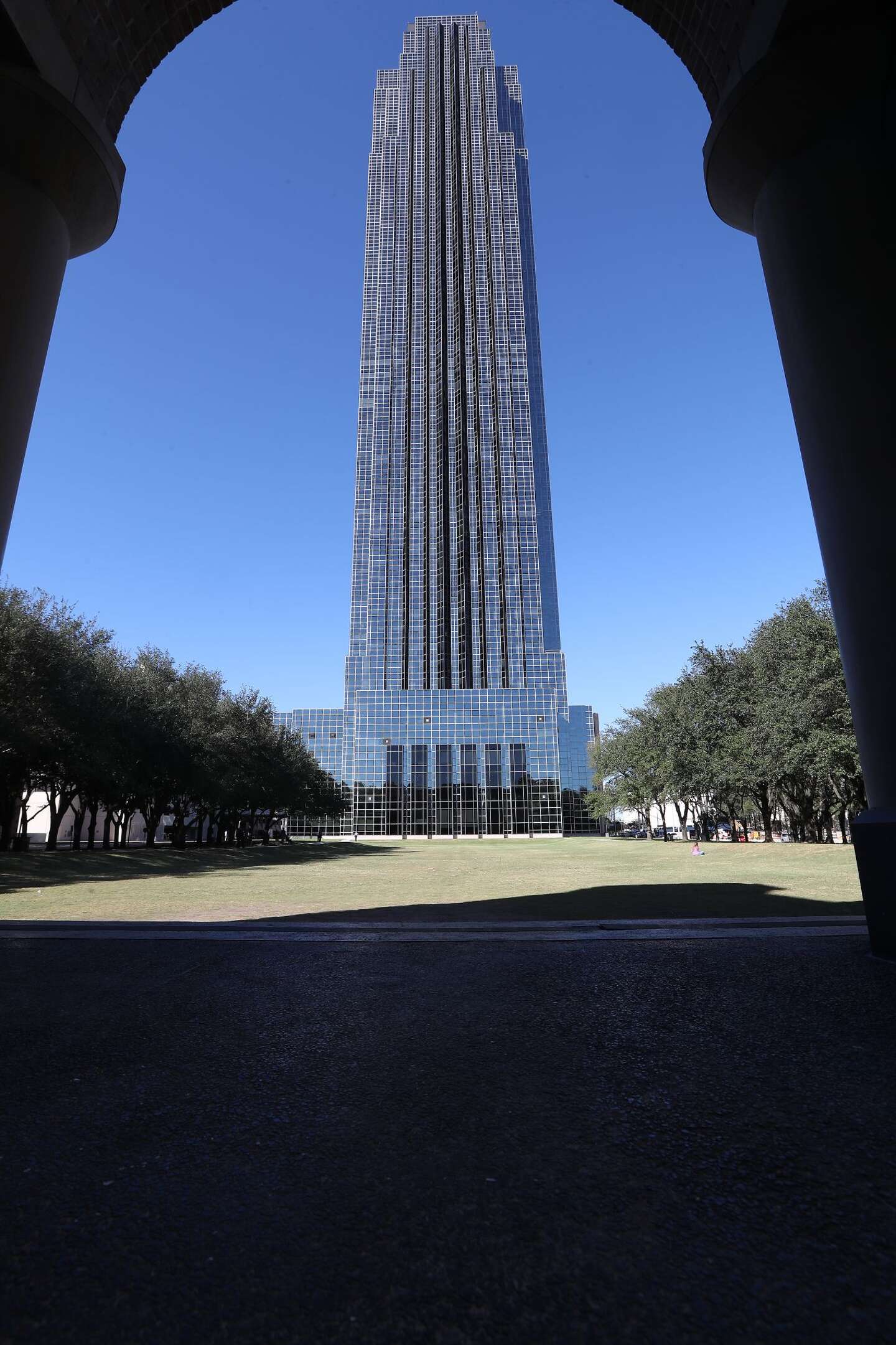 What is at the top of the imposing Williams Tower?