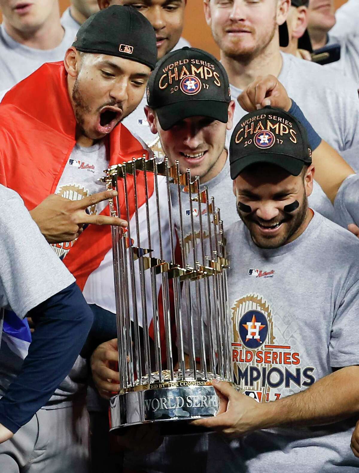 Manager A.J. Hinch the first to take the Astros' World Series trophy home