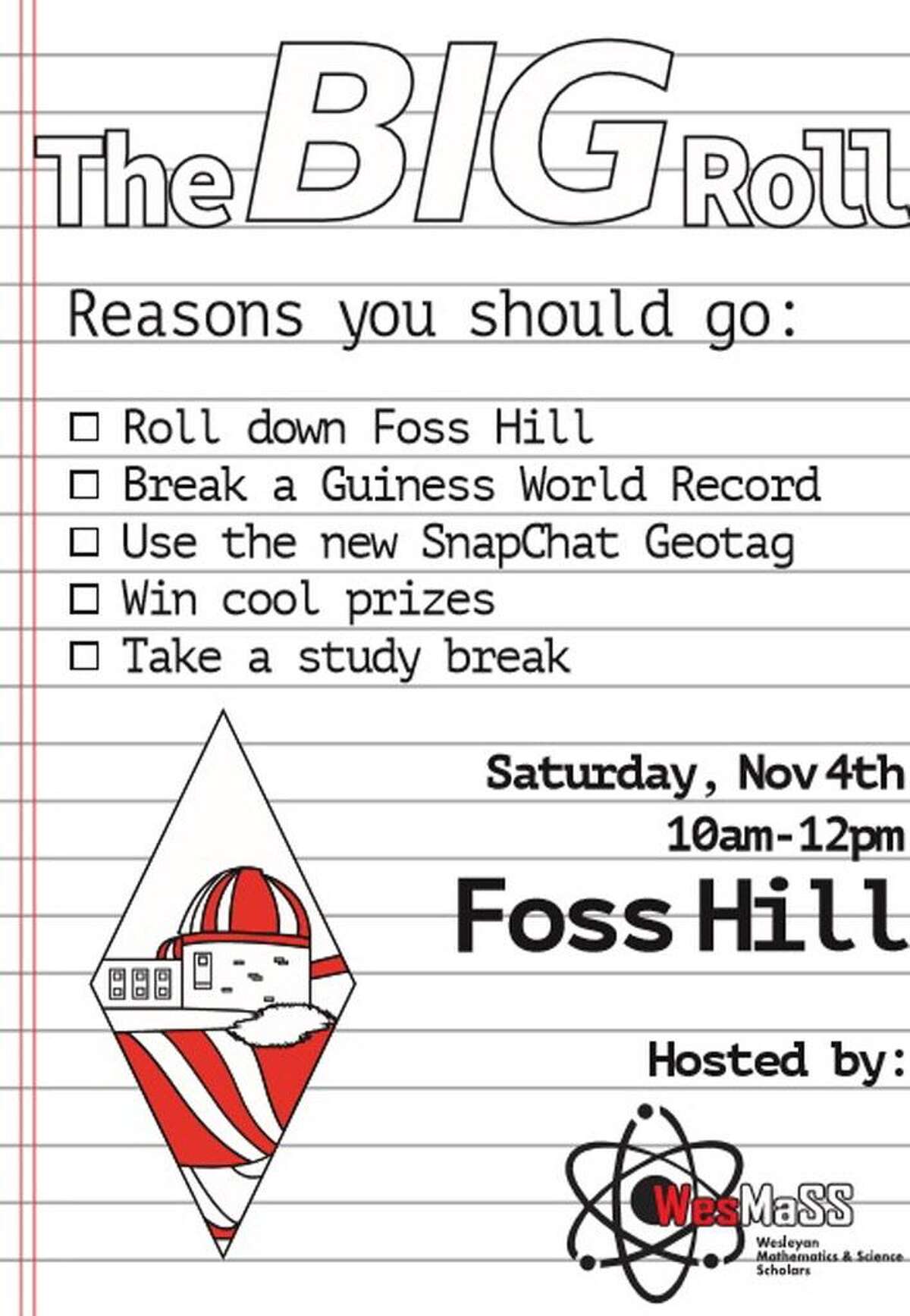 The Big Roll: Wesleyan attempting Guinness record on Foss Hill Saturday
