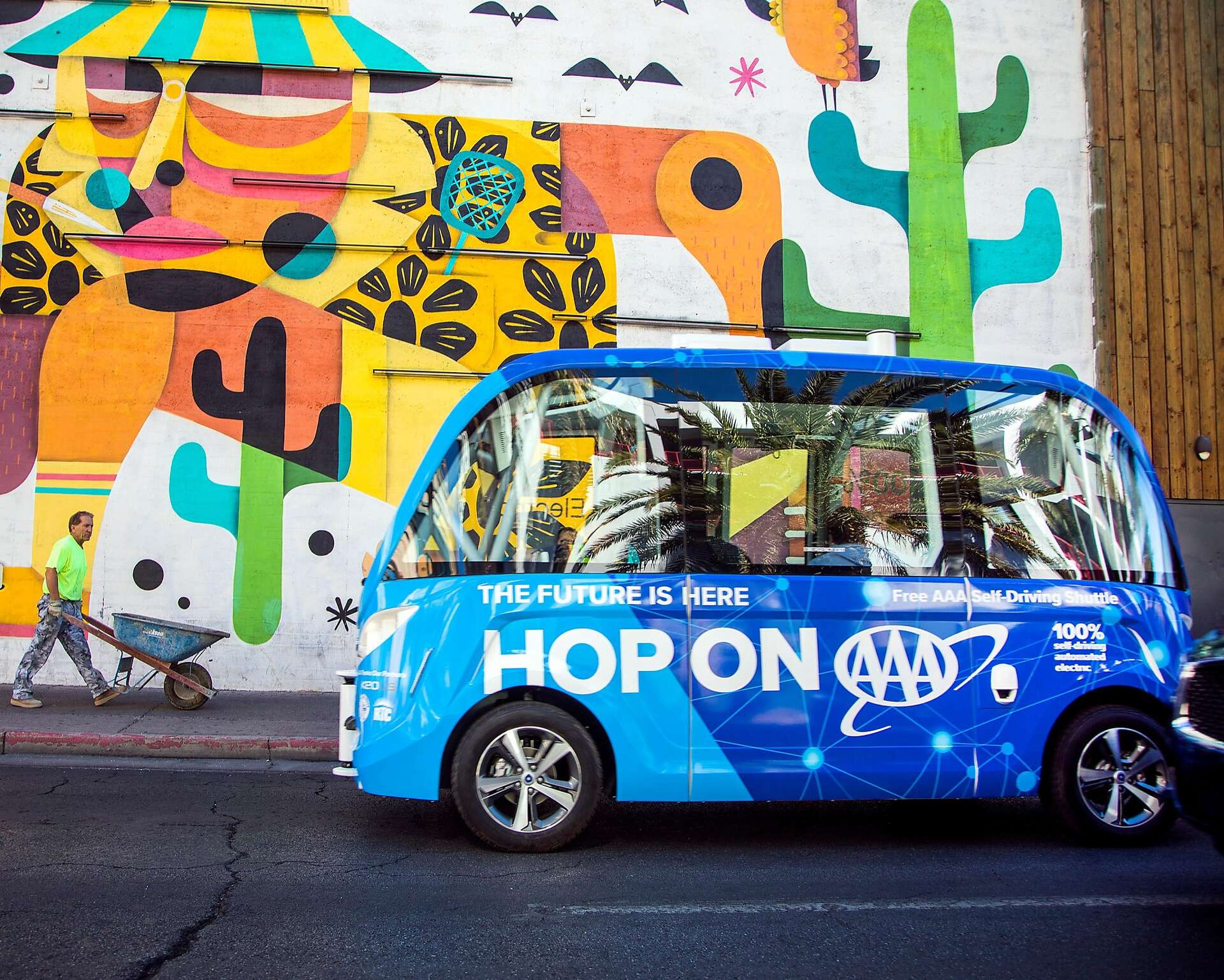 Self-driving shuttle hits Las Vegas streets