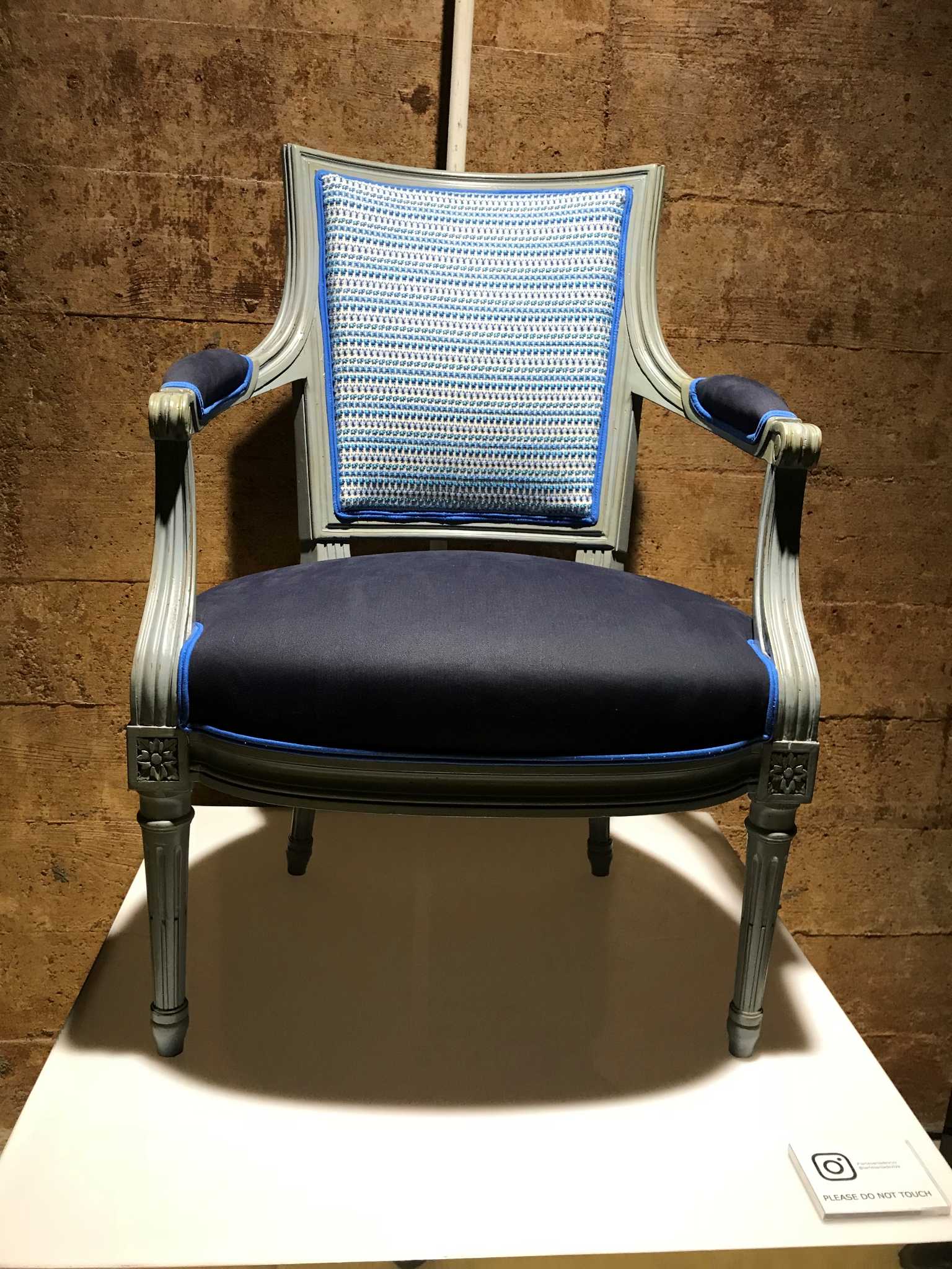 Mexican textile-covered chairs on view today at Cistern